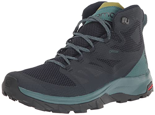Salomon Outline Mid Gore-TEX Hiking Boots for Women, Navy Blazer/Hydro/Guacamole, 10.5
