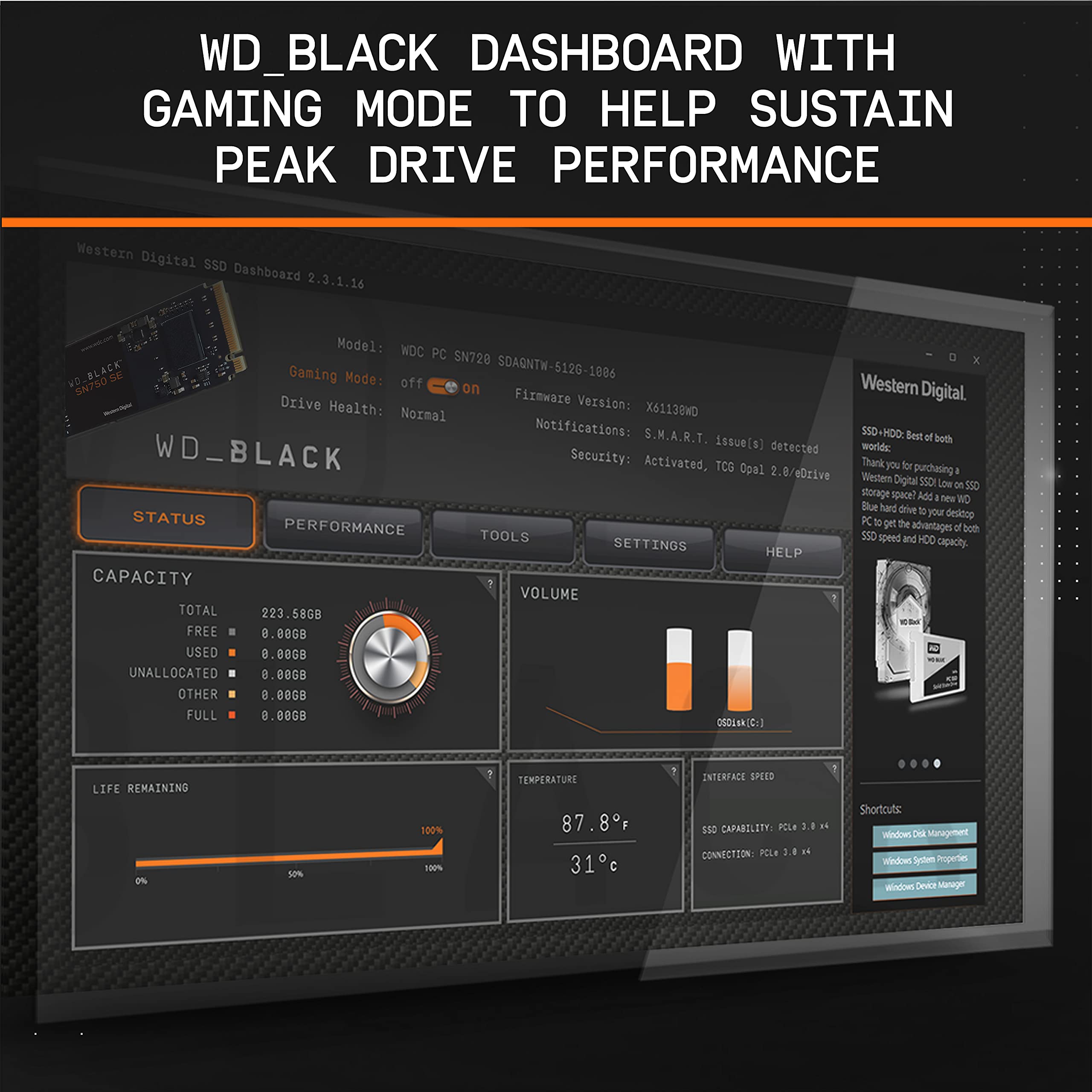 WD_BLACK 1TB SN750 SE NVMe Internal Gaming SSD Solid State Drive - Gen4 PCIe, M.2 2280, Up to 3,600 MB/s - WDS100T1B0E