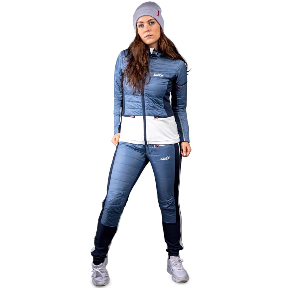 Swix Women's Horizon Ventilated Windproof Water-Resistant Insulated Winter Training Pants, Blue Sea, Large