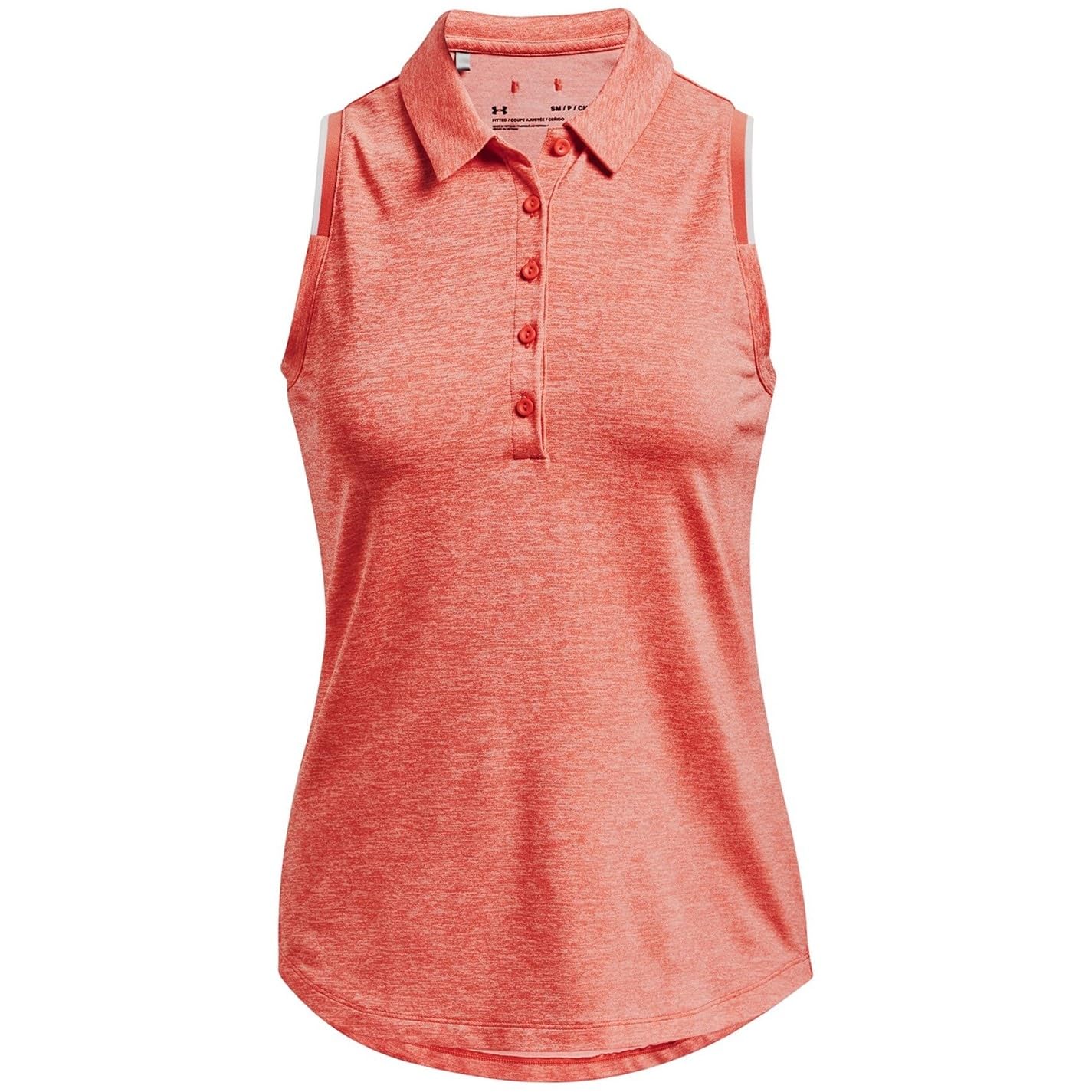 Under Armour Women's Zinger Point Sleeveless Golf Polo, Vermillion (872)/Metallic Silver, Medium