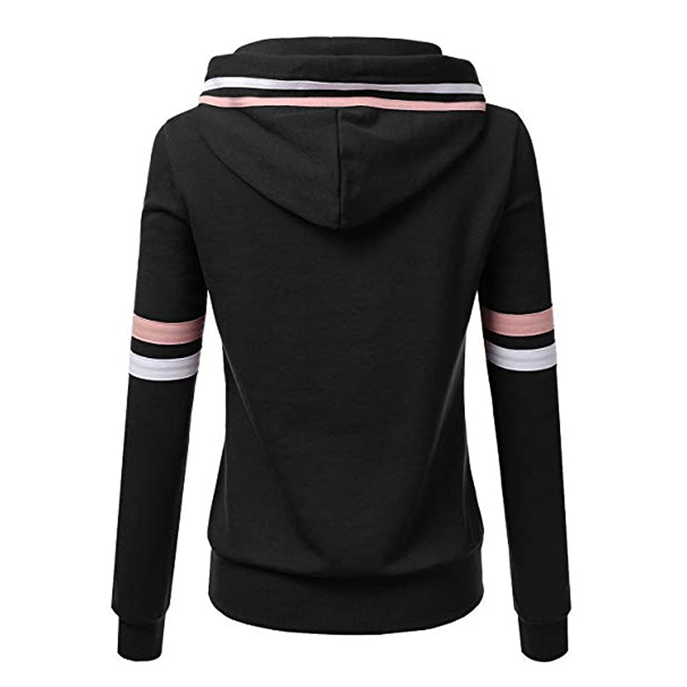 Wirziis Womens Plus Size Hoodies Sweater, Long Sleeve Drawstring Sweatshirt Ladies Comfy Stripe Trendy Pocket Pullover Tops