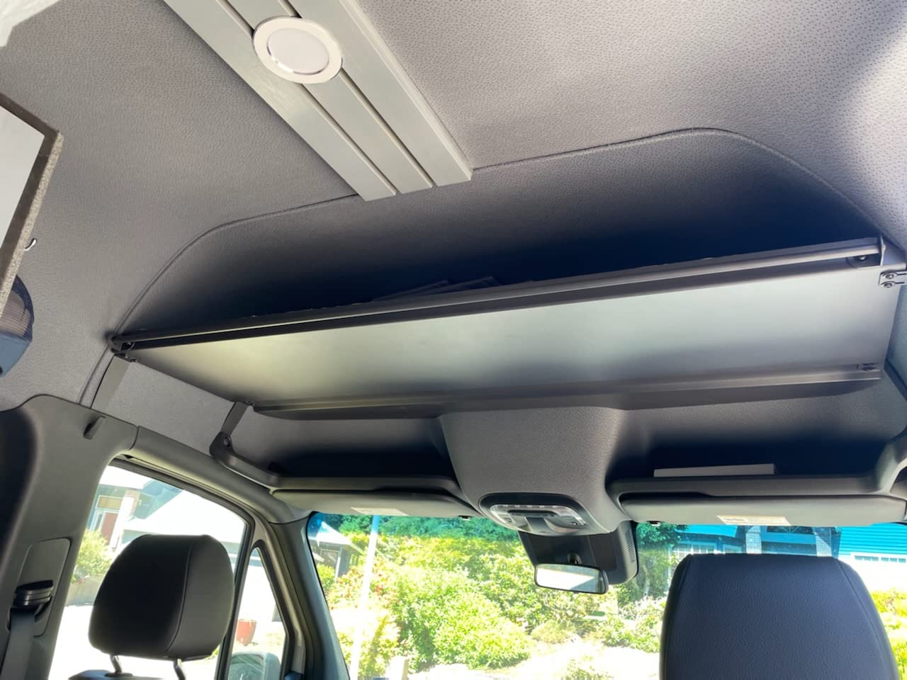 White Top Adventures 2019-2023 Mercedes Sprinter Van All Aluminum Headliner Shelf Curtain Rod and Carpet Included