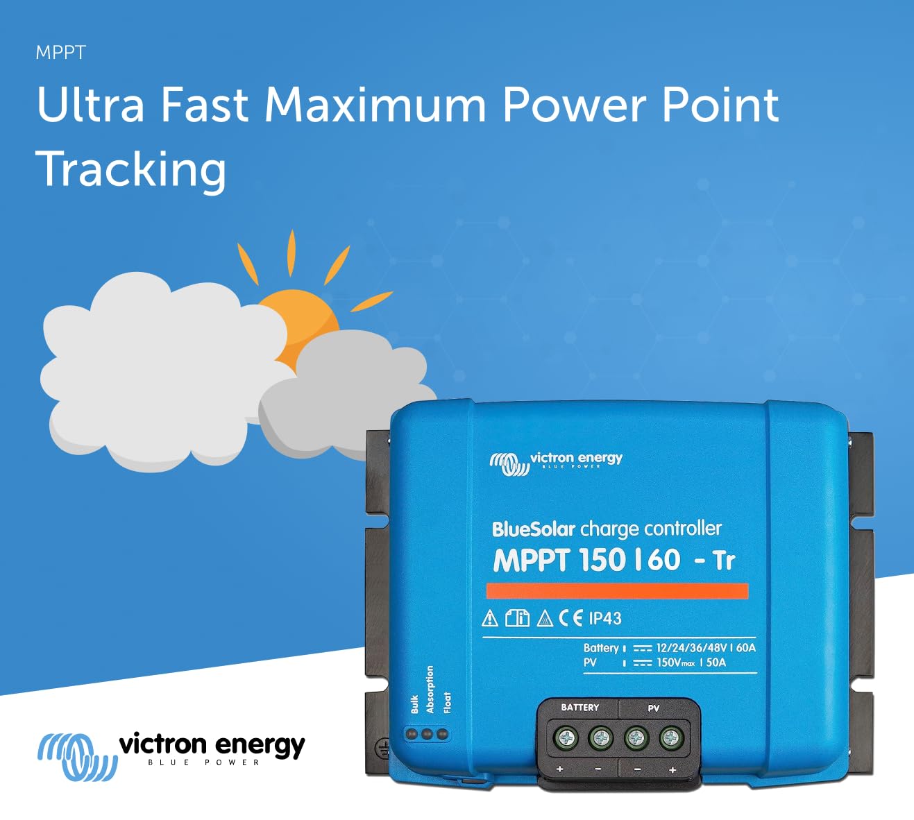 Victron Energy BlueSolar MPPT TR 150V 60 amp 12/24/36/48-Volt Solar Charge Controller