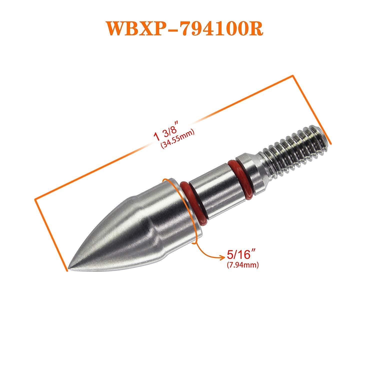 Wisdom 100 Grains Arrow Field Points 5/16 inch 7.94mm Stainless Steel Bullet Point Archery Tip for Bow Hunting Target Practice Inserts 1 Dozen 12 PCS