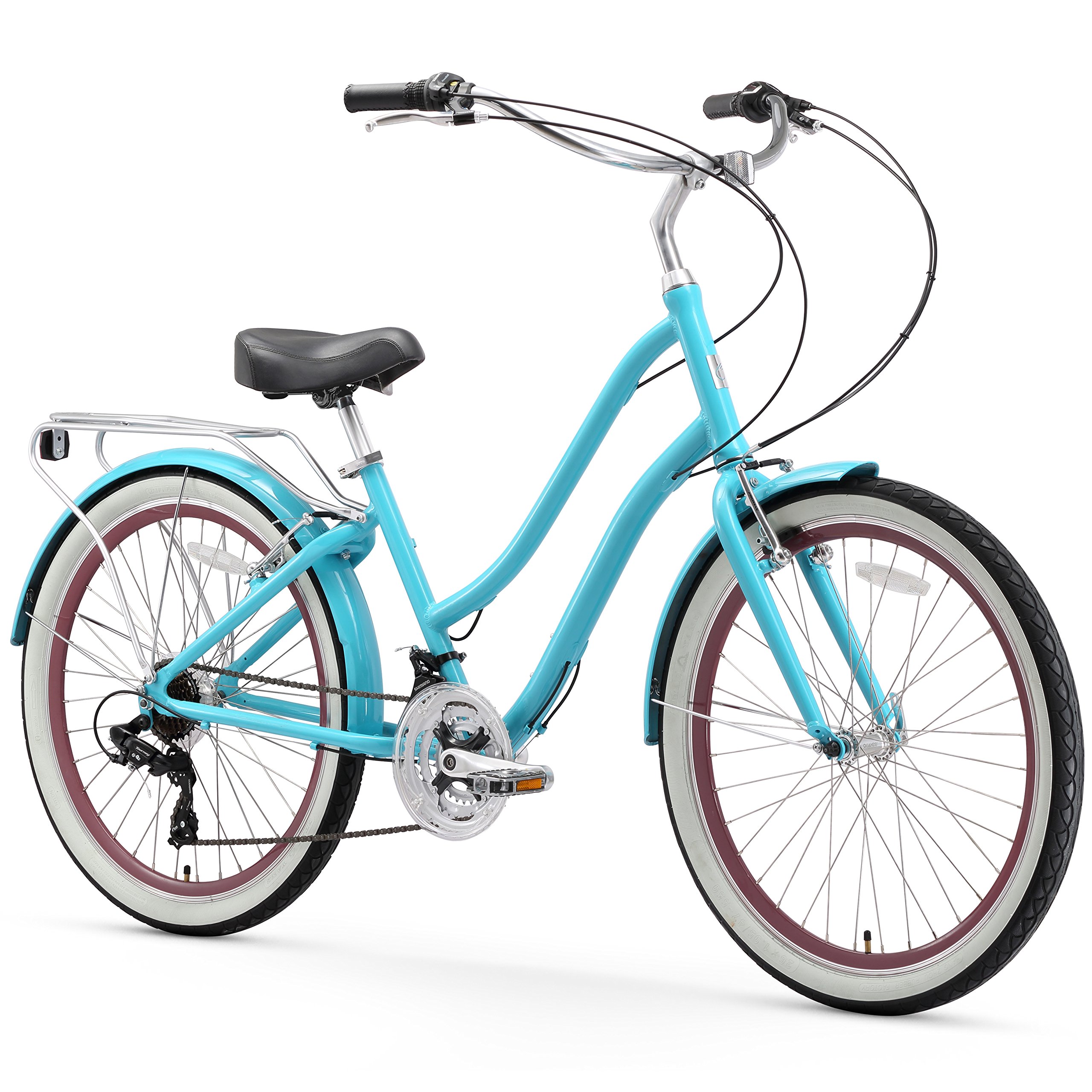 sixthreezero EVRYjourney Women's 1/3/7/21 Speed Step-Through Hybrid Cruiser Bicycle, 26"/24" Wheels, Multiple Colors