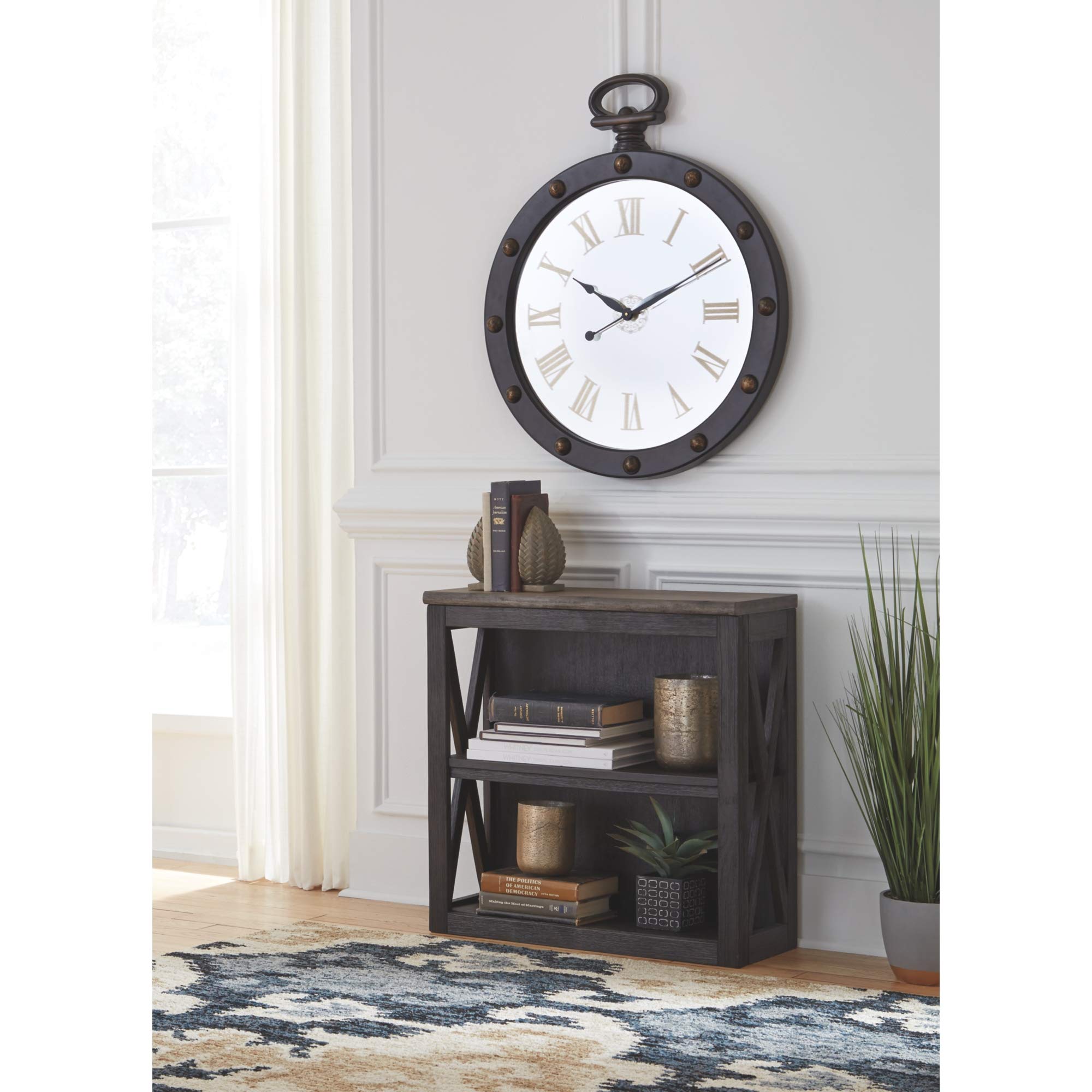Signature Design by Ashley Tyler Creek Rustic Farmhouse 29" Bookcase with Adjustable Shelf, Almost Black