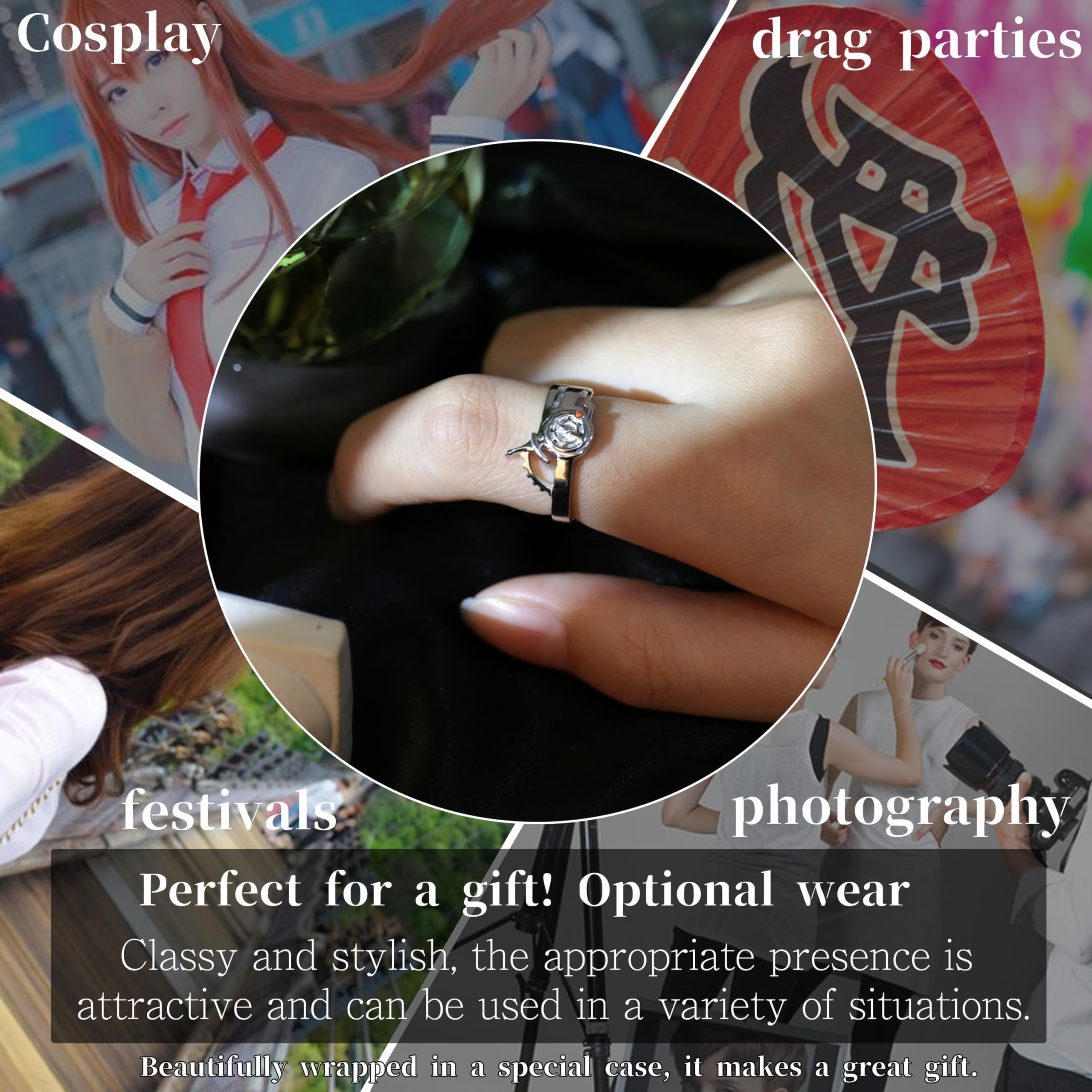 TWINKANIME Steins; Band Gate Finger S925 Anime Ring for Girl Women quality high durability adjustable Ring