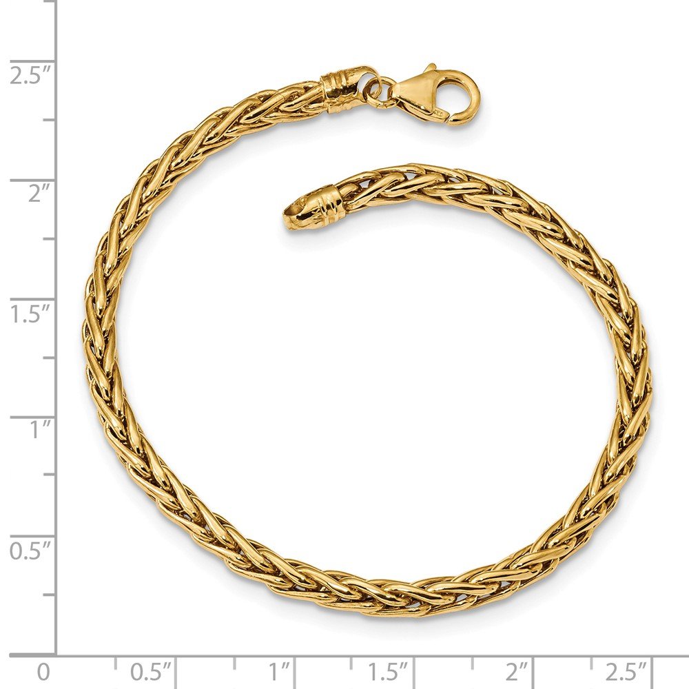 Solid 14k Yellow Gold Unique Link Bracelet - with Secure Lobster Lock Clasp 7.5" (Width = 4mm)