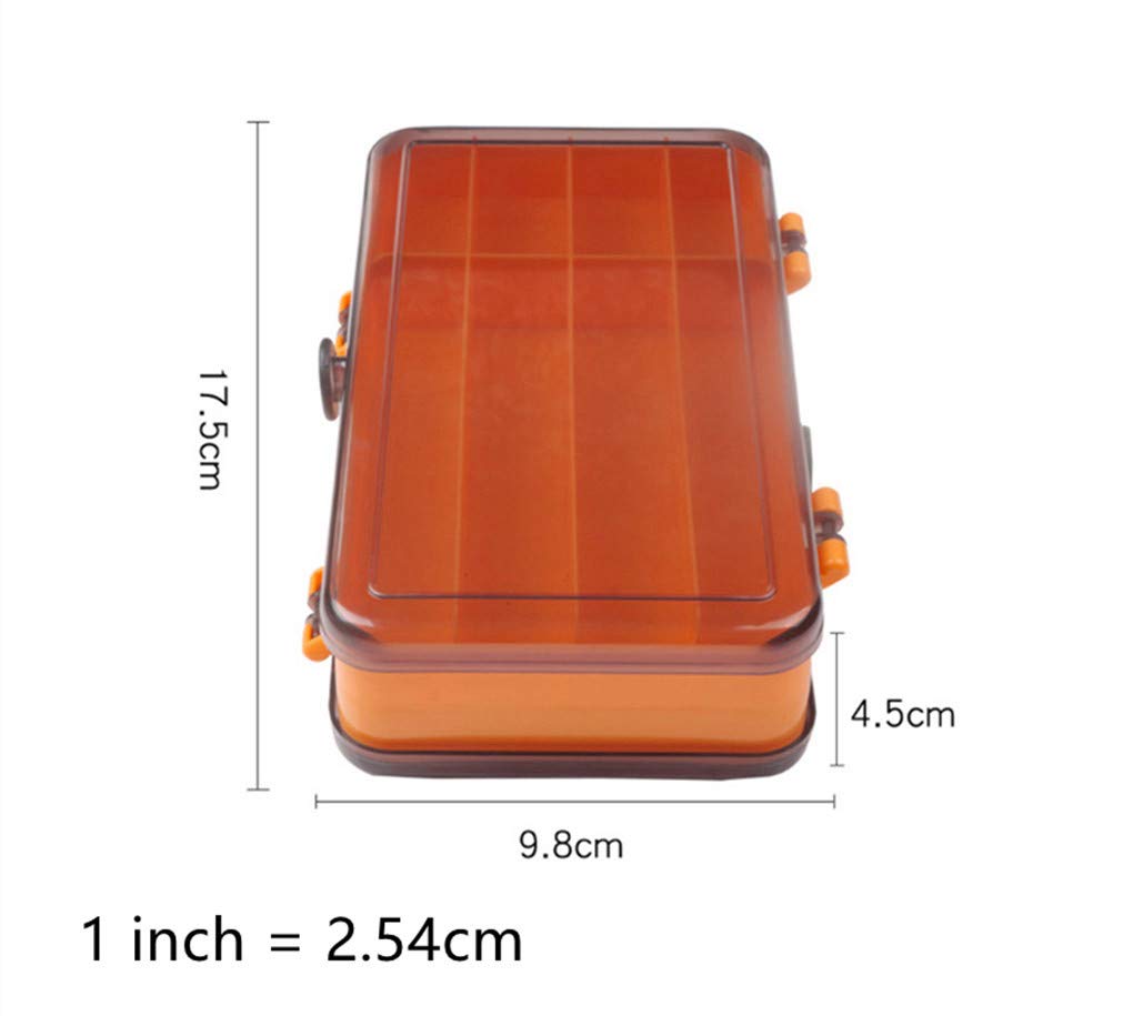 Toasis Two Sided Plastic Box Fishing Lure Storage Container Organizer Small Fishing Tackle Box (Orange)