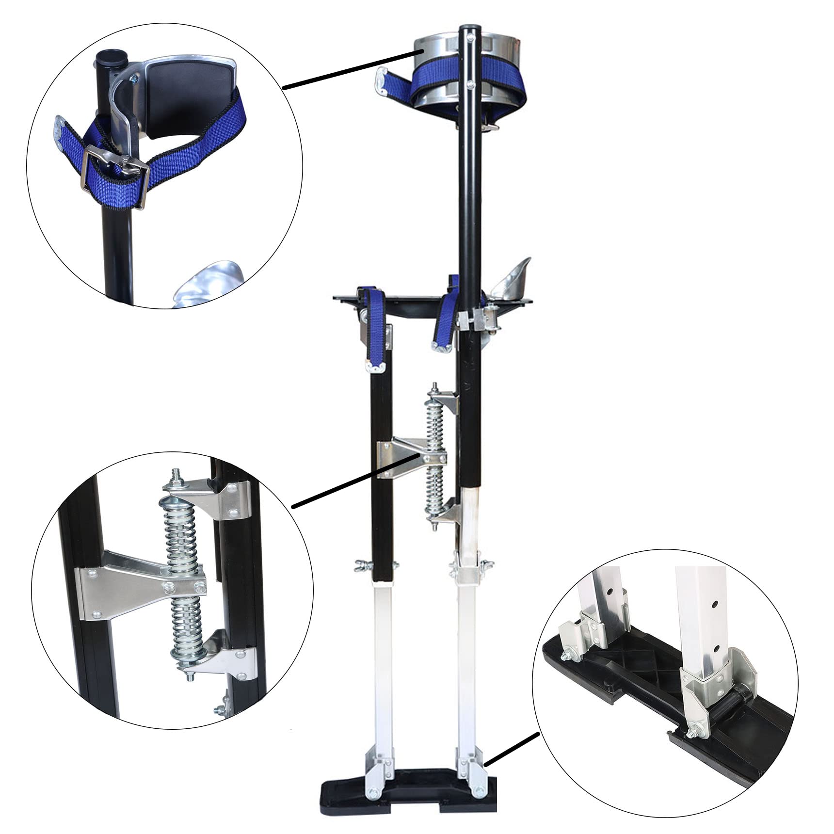 waltyotur 24-40 inch Drywall Stilts Grade Adjustable Auminum Tool Stilt for Painting or Cleaning - Silver