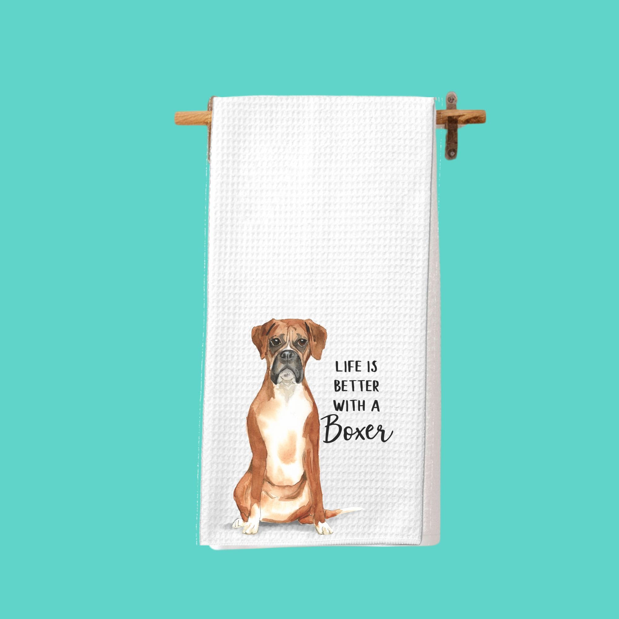 Watercolor Life is Better with a Boxer Microfiber Kitchen Tea Bar Towel Gift for Animal Dog Lover