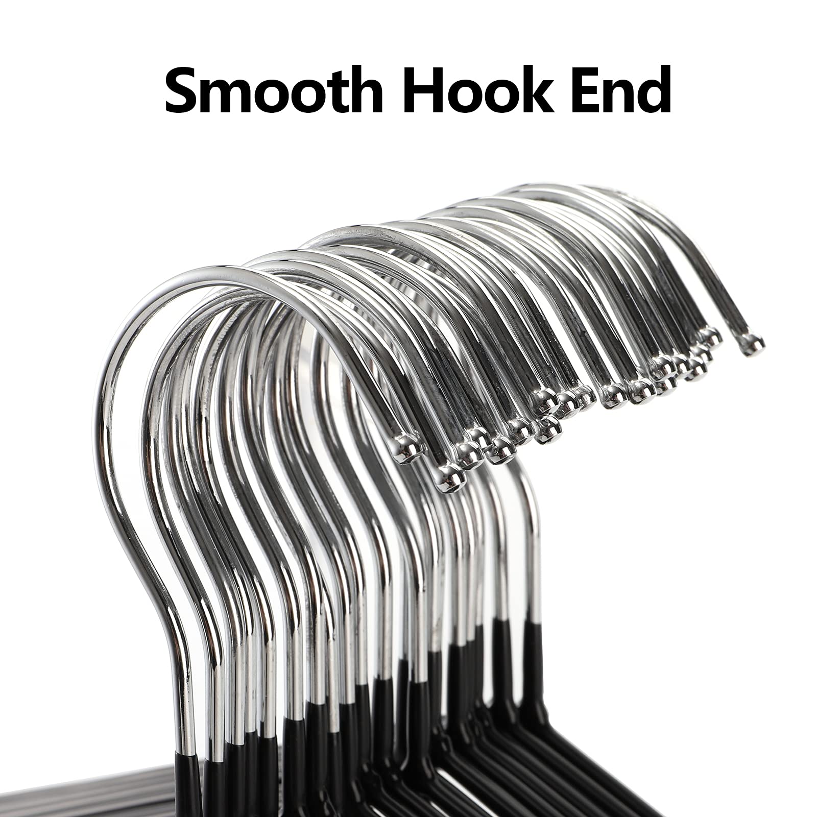 Tosnail 50 Pack 16-Inch Stainless Steel Wire Metal Hangers Non-Slip Hangers Closet Clothes Hangers Space Saving Hangers - Black