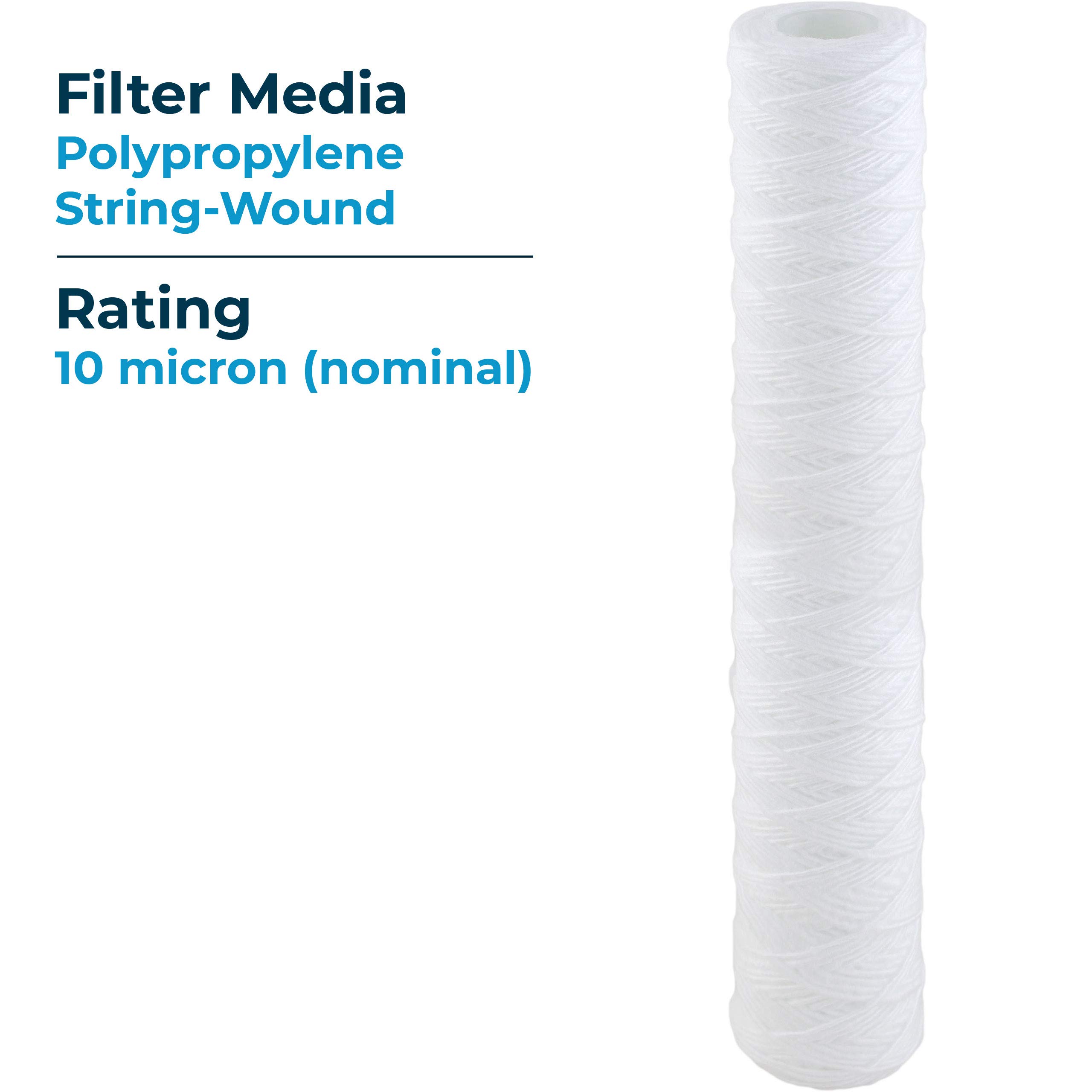 SpiroPure SP-CW10 10x2.5 10 Micron String-Wound Polypropylene Sediment Water Filter Cartridge SWC-25-1010 CW-F 155186-43 (Case of 24)