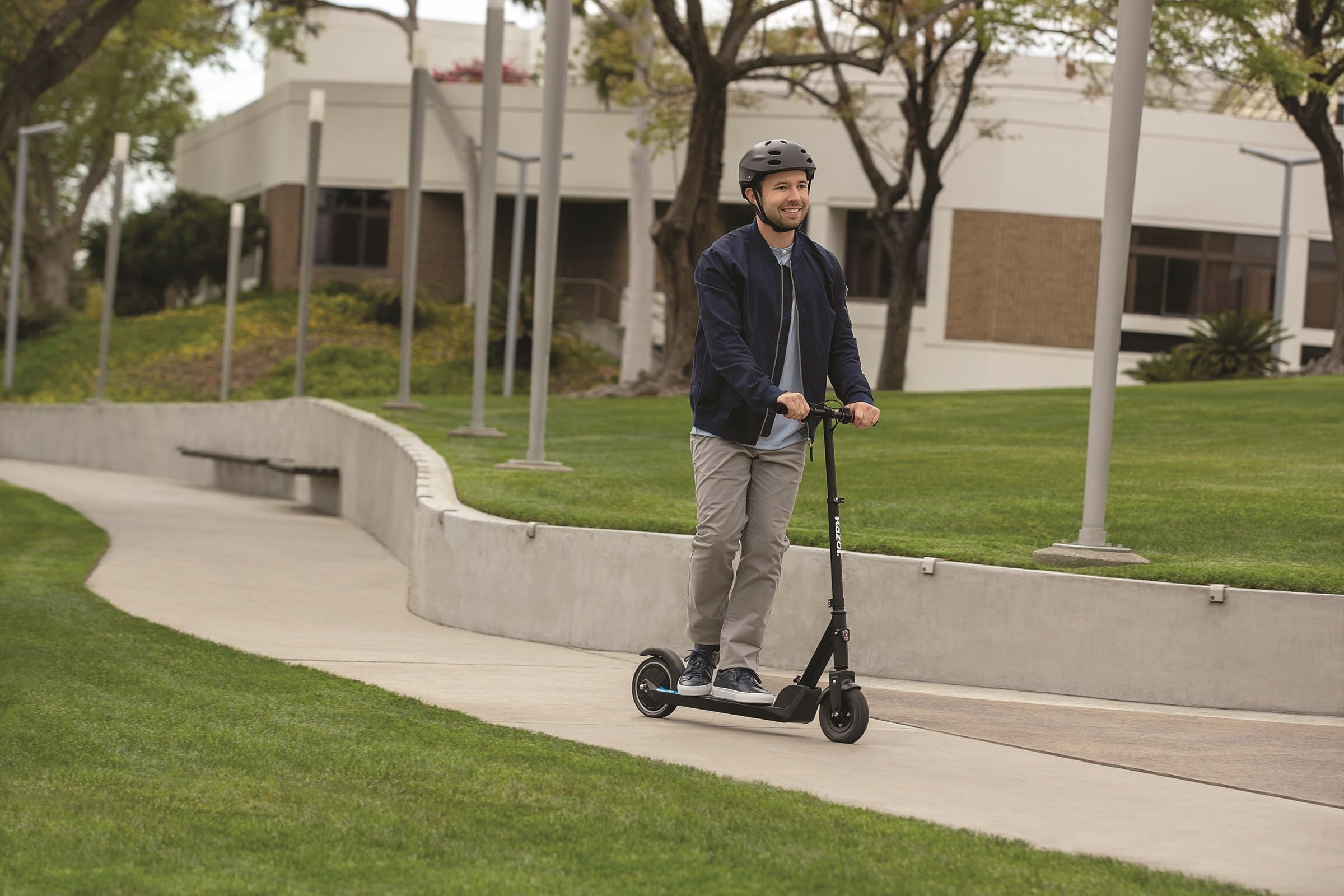 Razor E Prime Air Adult Electric Scooter - Up to 15 mph, 8" Air Filled Front Tire, Rear Wheel Drive, 250W Brushless Hub Motor, Lightweight Aluminum Frame, Anti-Rattle System, Foldable