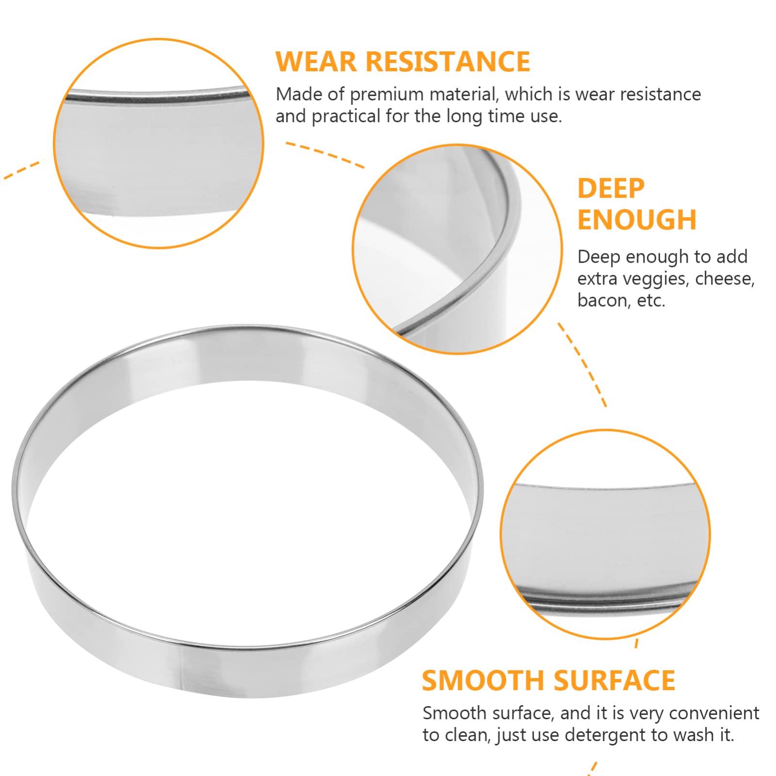 YARDWE Stainless Steel Pizza Rings, 10 inch Round Pastry Cake Rings Molds, Egg Pancake Rings for Cooking Baking Cooking Rings Pie Cutter Round Cookie Cutters