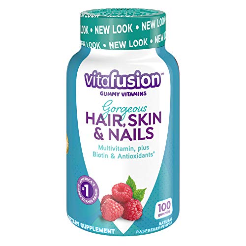 Vitafusion Gorgeous Hair, Skin Nails Multivitamin Gummy Vitamins, plus Biotin and Antioxidant vitamins CE, Raspberry Flavor, 100ct (33 day supply), from Americaās Number One Gummy Vitamin Brand