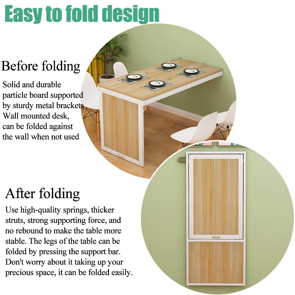 QIMO Wall Mounted Table, Fold Out Convertible Desk Multi-Function Computer Desk Writing Desk Home Office Wood Wall Floating Desk