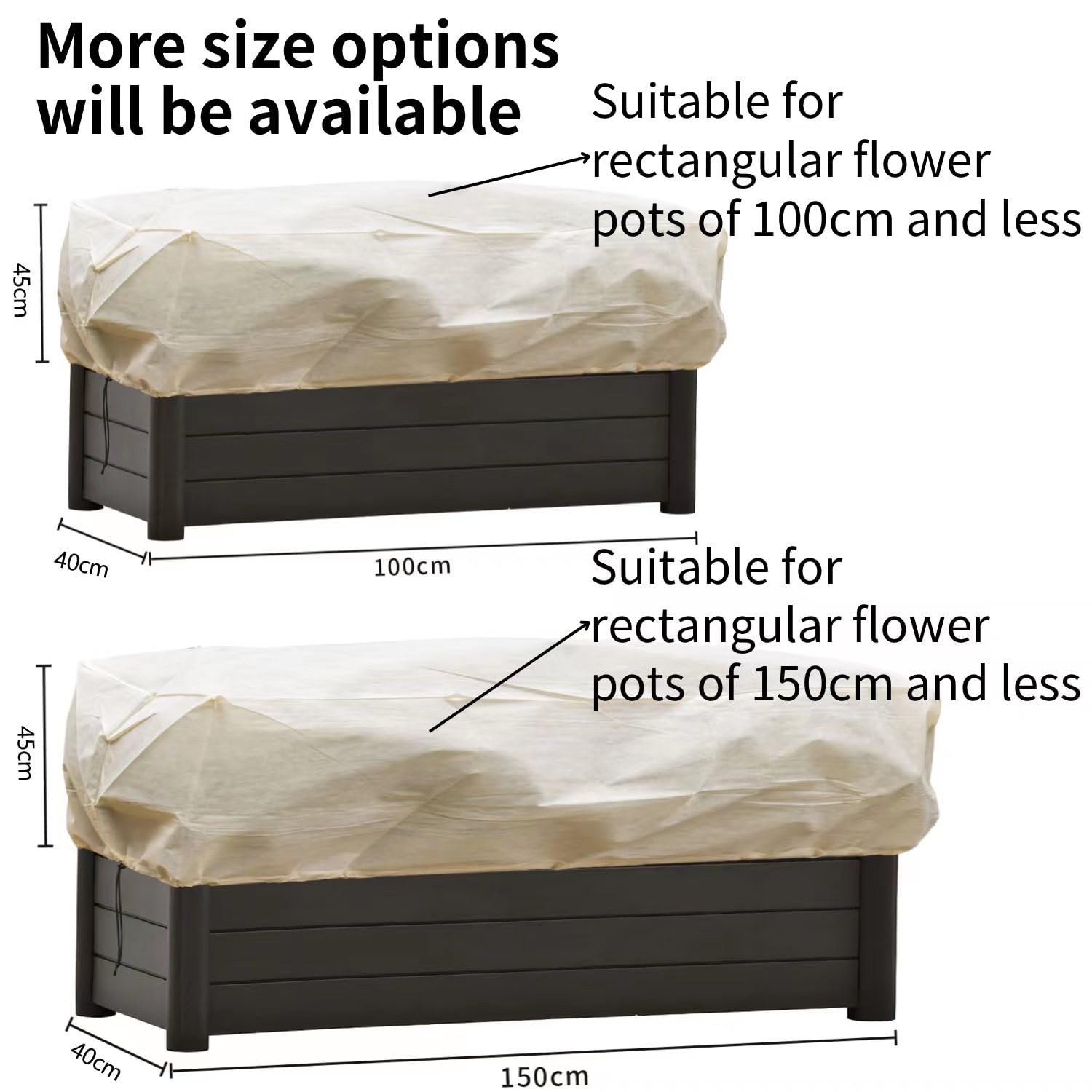 Rectangular Planter Box Frost Protection Cover to Protect Plants in Balcony, windowsill and Patio Planter Boxes from Frost, Wind, rain and Animals. Locks on Both Ends - 100 * 40 * 45 cm - 2 Pieces