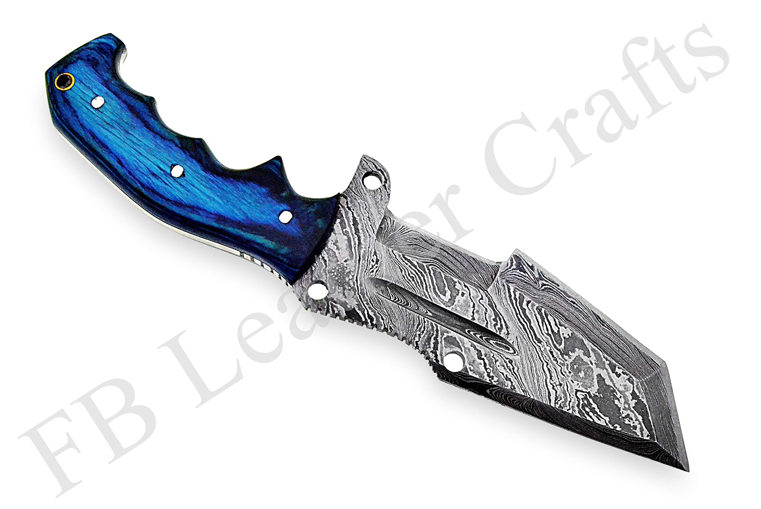 Tactical Combat Custom Made Damascus Steel Hunting Knife/Tracker Knife FBK-15315 Blue (Blue Wood)