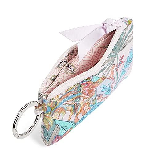 Vera Bradley Women's Cotton Zip ID Case and Lanyard Combo, Rain Forest Canopy - Recycled Cotton, One Size