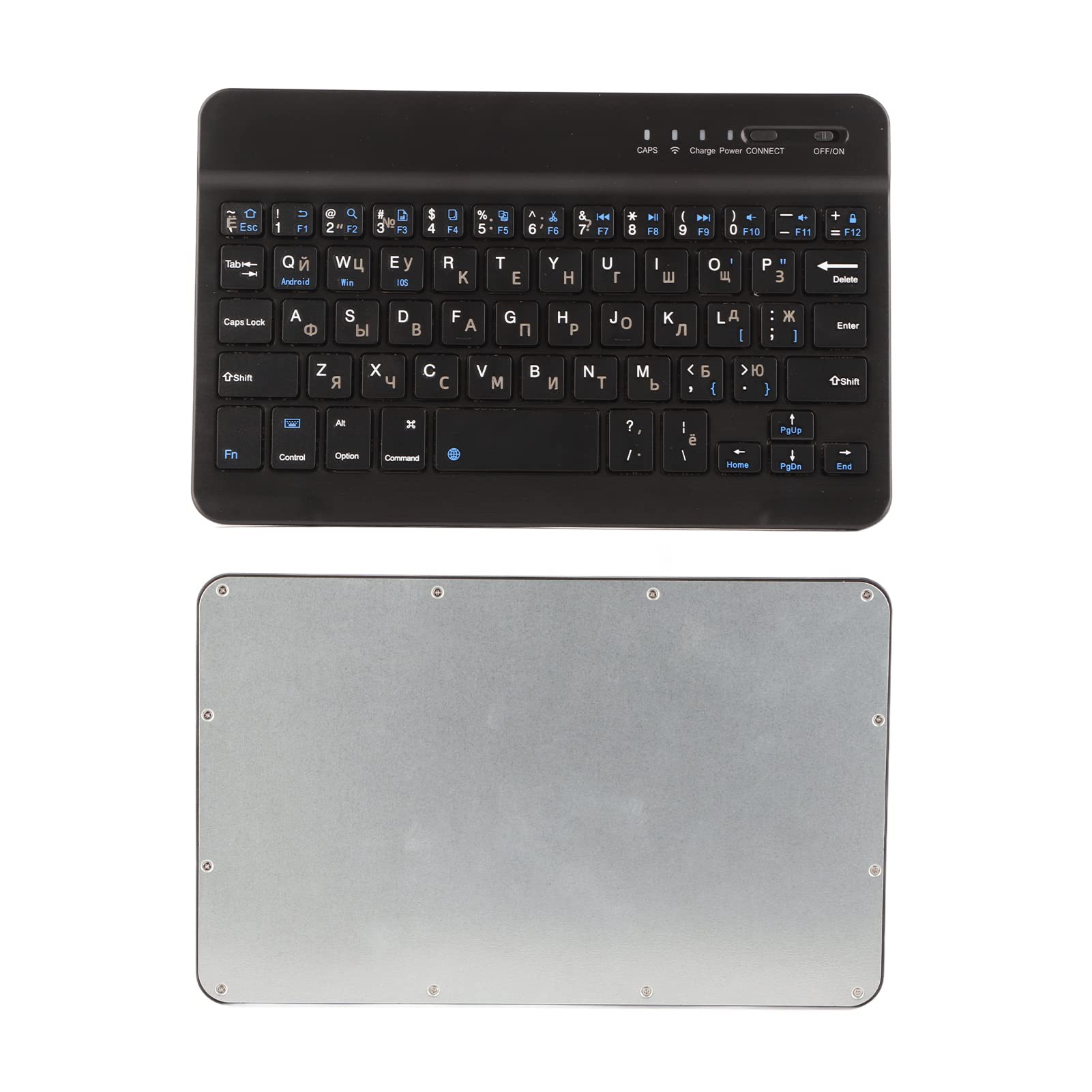 Tosuny USB Keyboard with Russian English, 7 Inch Rechargeable Thin Wireless Computer Keyboard, Bluetooth Keyboard for Andriod for Win for iOS
