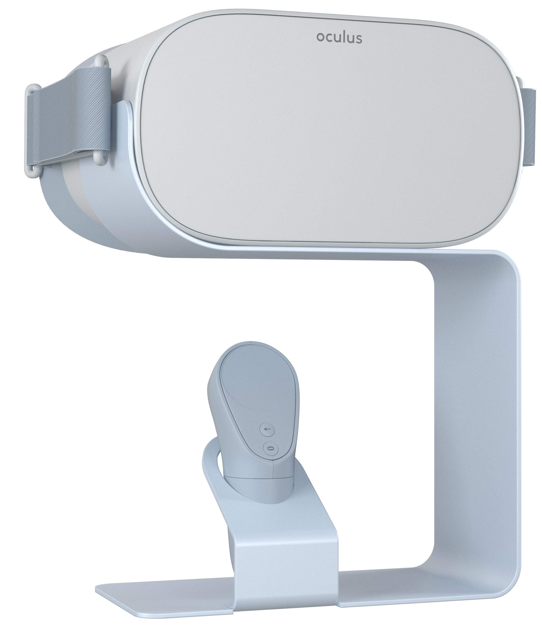 Skywin Display Stand for Oculus Go with Silicone Controller Skin - Compact Aluminum Stand Secures and Displays your VR Headset and Controller