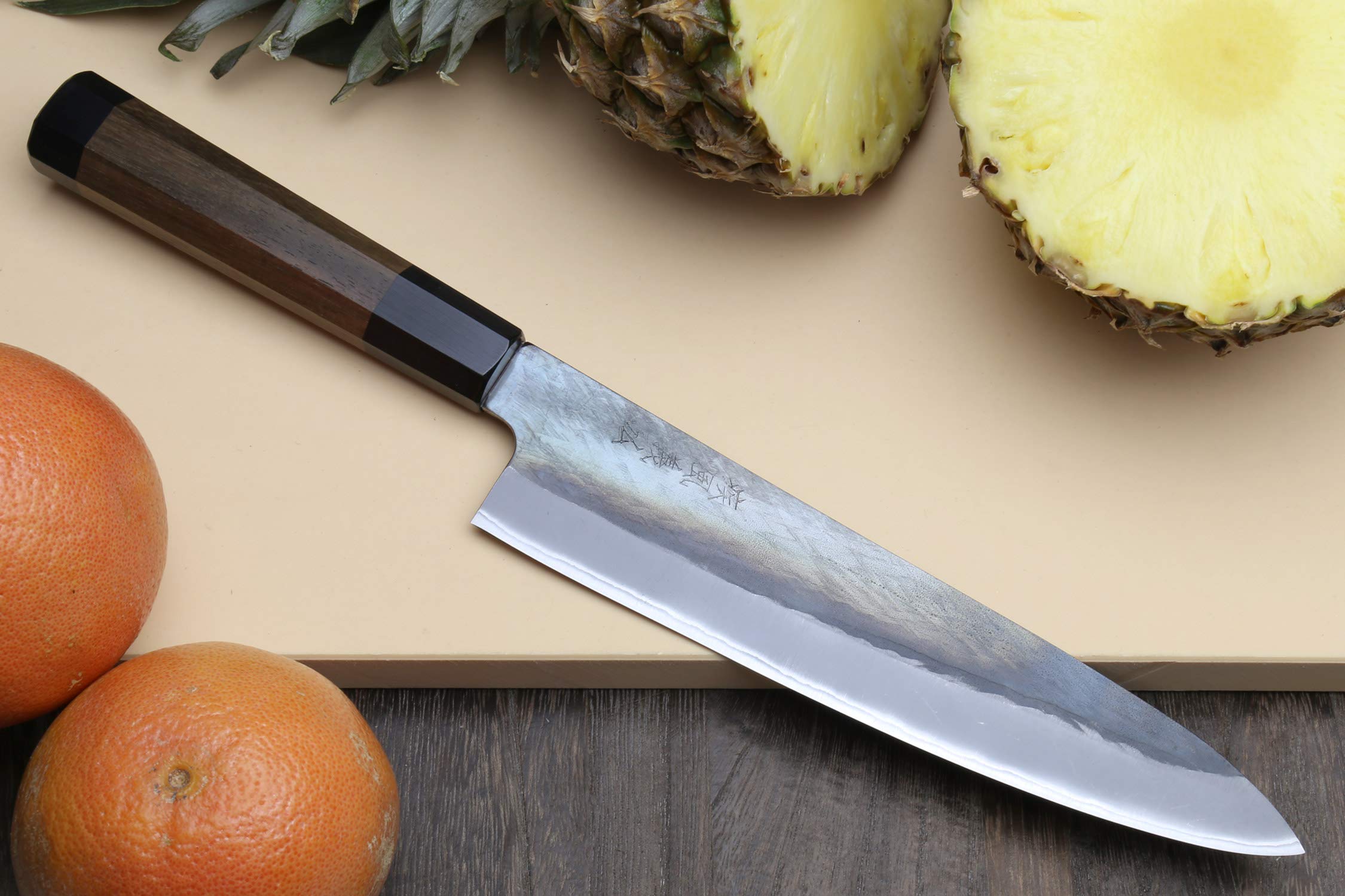 Yoshihiro Kurouchi Black-Forged Blue Steel Stainless Clad Gyuto Chefs Knife Ebony Handle (8.25'' (210mm) & No Saya)