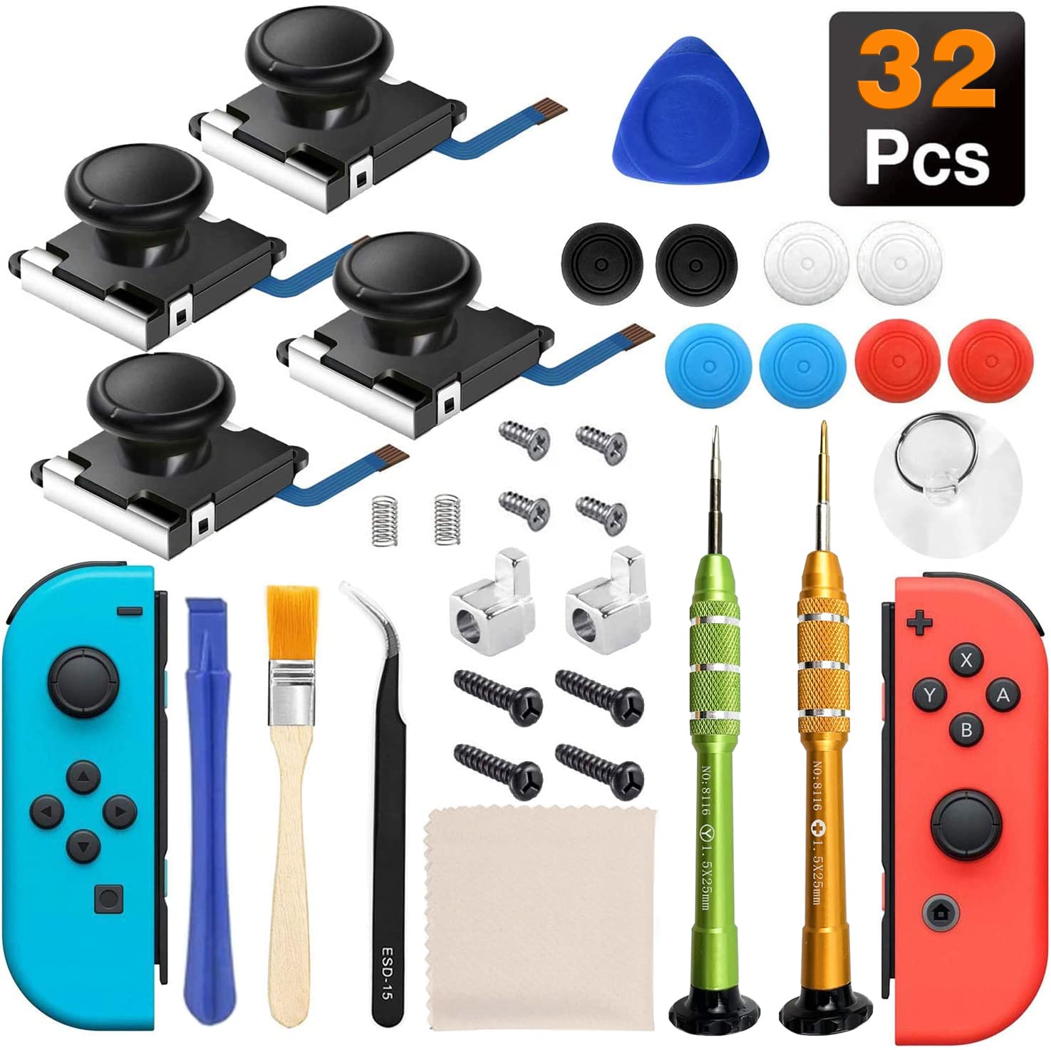 VGBUS Joycon Joystick Replacement 4 Pack,Joycon Repair Kit Joystick Replacement for Fix Drift Nintendo Switch Joy-Con Controller/Switch Lite/Switch OLED-32PCS. (1)