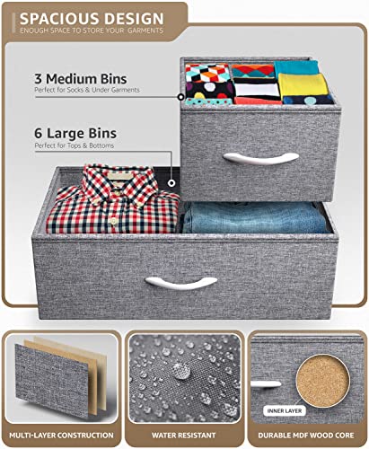 Sorbus Dresser with 9 Drawers - Furniture Storage Chest Tower Unit for Bedroom, Hallway, Closet, Office Organization - Steel Frame, Wood Top, Easy Pull Fabric Bins (White)