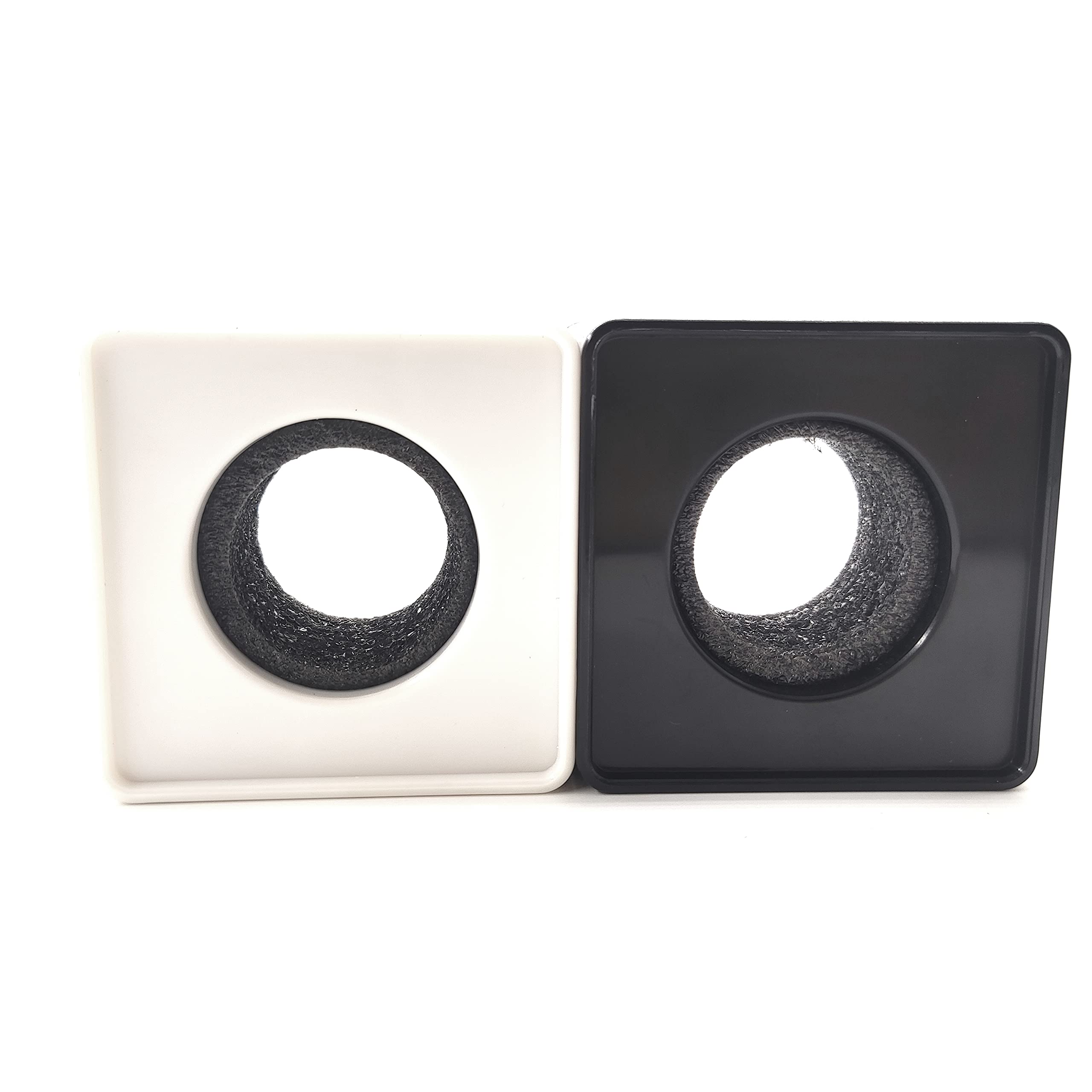 Xianglangsuccess 2 Pieces Black and white ABS Square cube shaped interview KTV mic microphone logo flag station