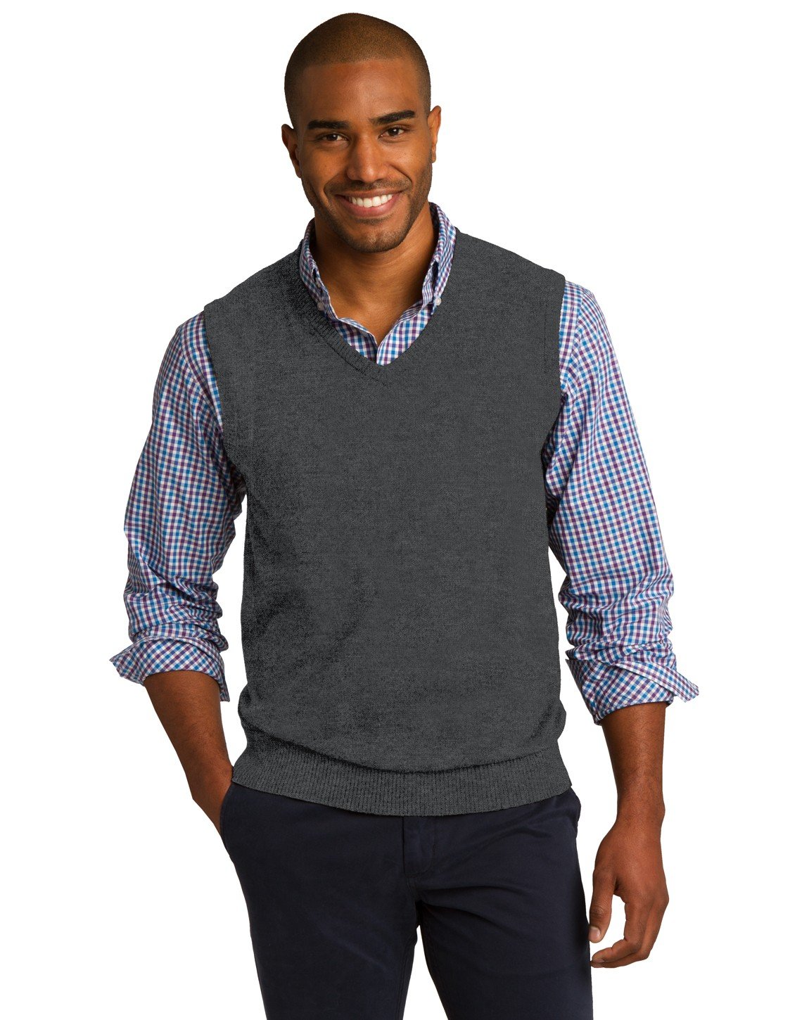 Port Authority Men's Sweater Vest 4XL Charcoal Heather