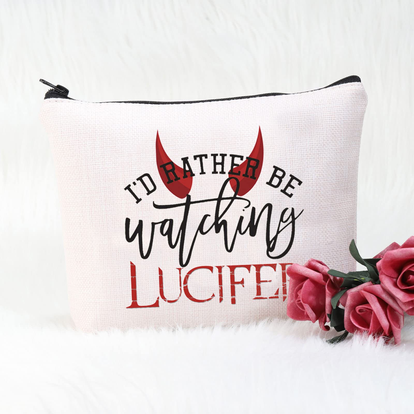 POFULL Lucifer TV Show Inspired Gift Lux Nigh Club Gift I'd Rather Be Watching Lucife Makeup Bag (LUCIFER bag)