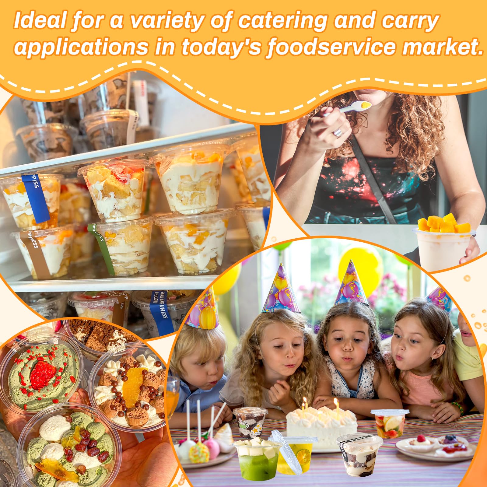 Qinsihwn 50 Pack 8 OZ Disposable Plastic Cups with Lids,Clear Dessert Cups Plastic Containers with Lids for Drink,Yogurt,Parfaits,Soups,Snacks,Salad,Fruit
