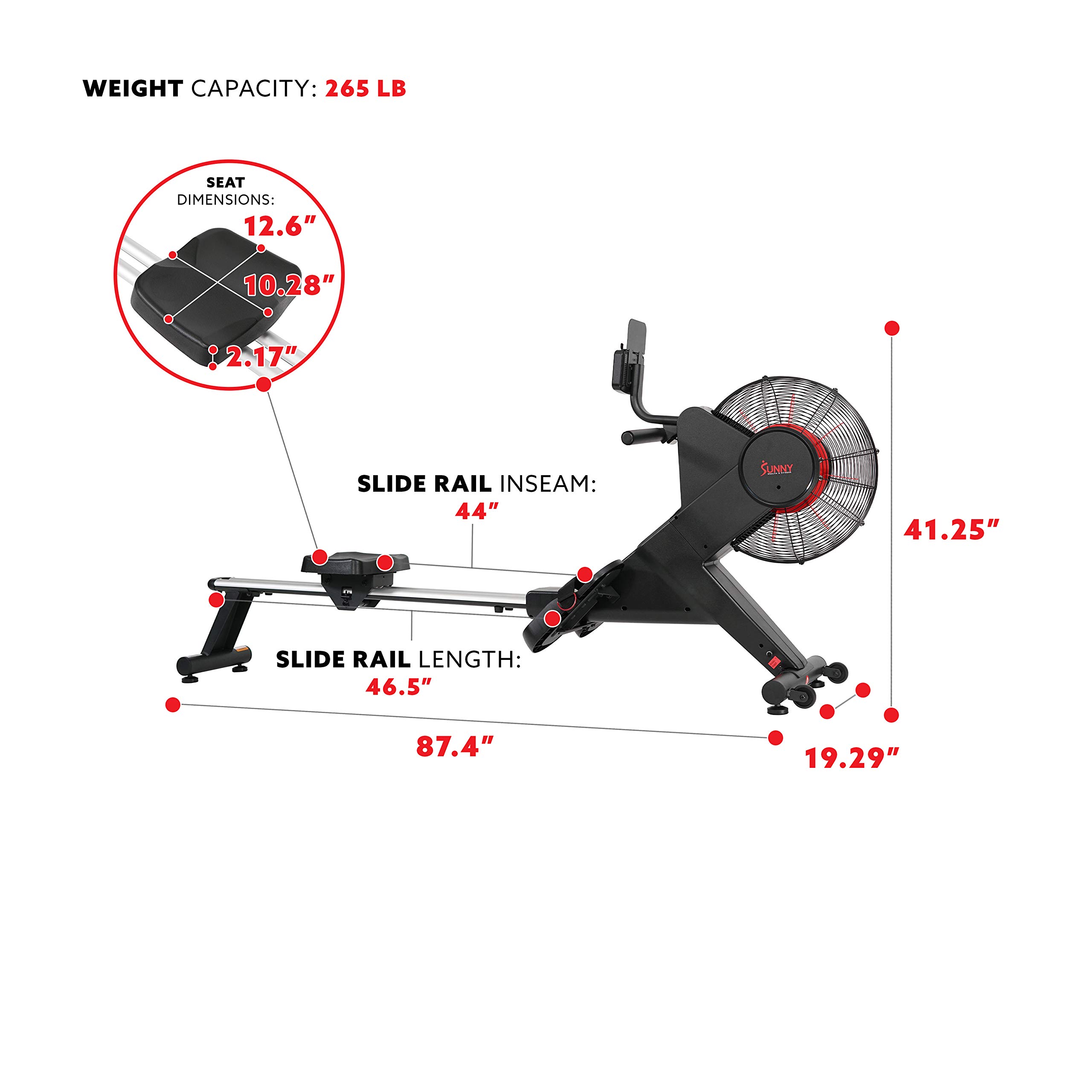 Sunny Health & Fitness Carbon Premium Air Magnetic Rowing Machine - SF-RW5983