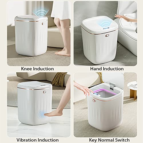 Touchless Bathroom Trash Can with Lid, 4.7 Gallon Automatic Garbage Can, Square Plastic Trash Bin Waterproof Motion Sensor Wastebasket for Living Room, Bedroom, Office, Kitchen, Black (No Battery)