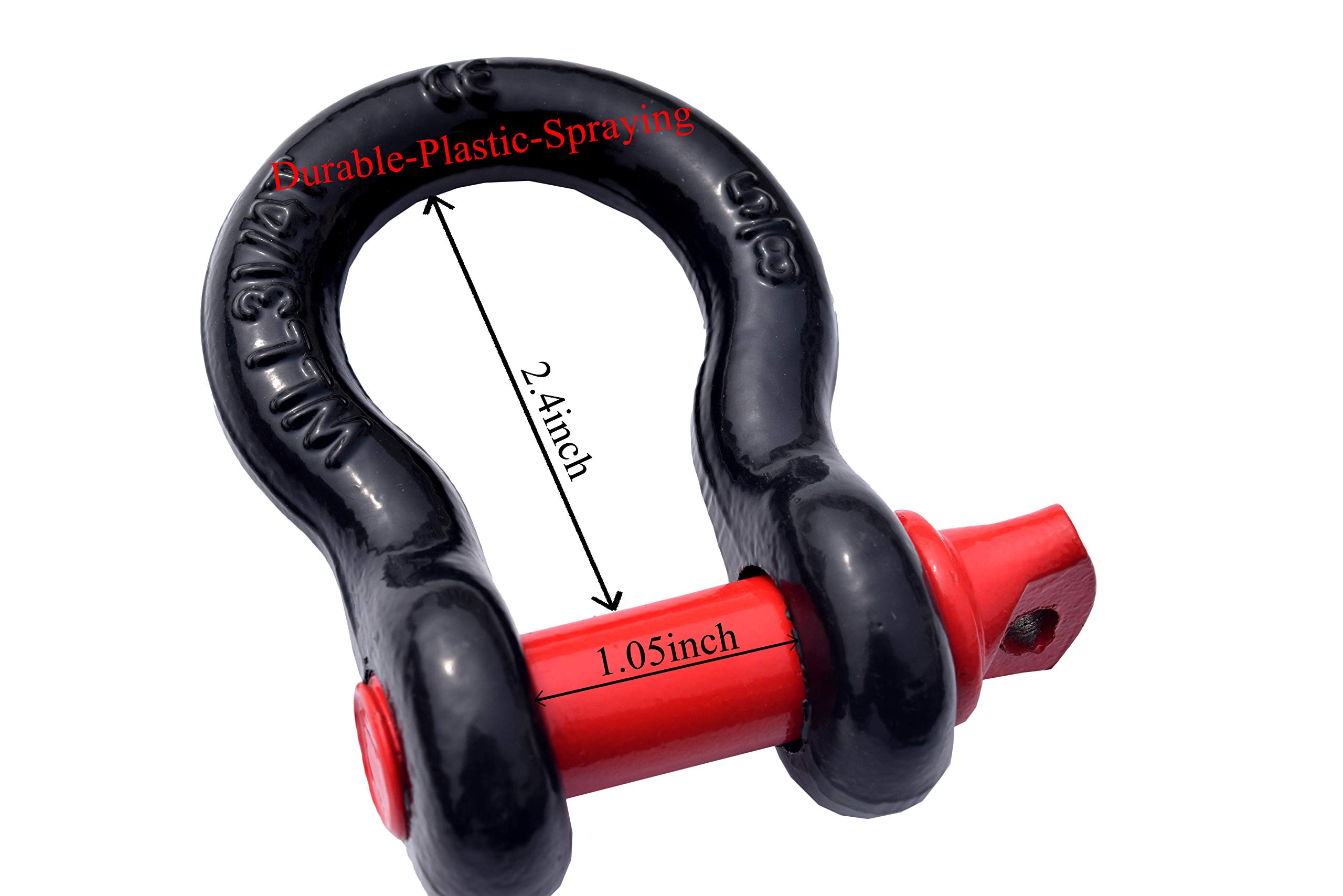 QIQU 3/4"×20ft Kinetic Recovery Rope & 5/8" D Shackle, Heavy Duty Vehicle Tow Ropes,Energy Rope,Double Braided Nylon Kinetic Rope (3/4"×20ft, Black 2)