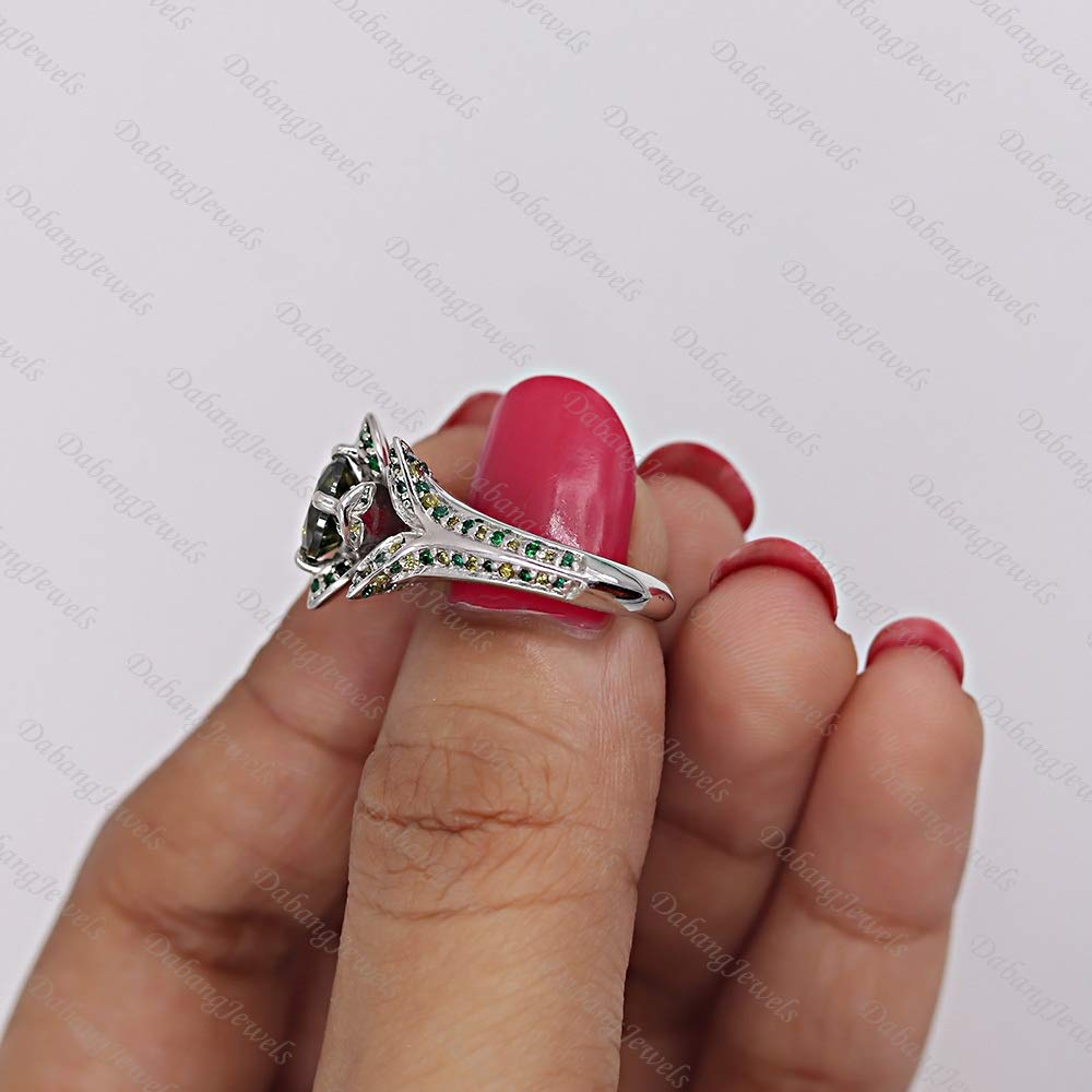 tusakha .925 Sterling Silver 14k White Gold Over Multi-Stone Princess Tiana Engagement Ring For Womens