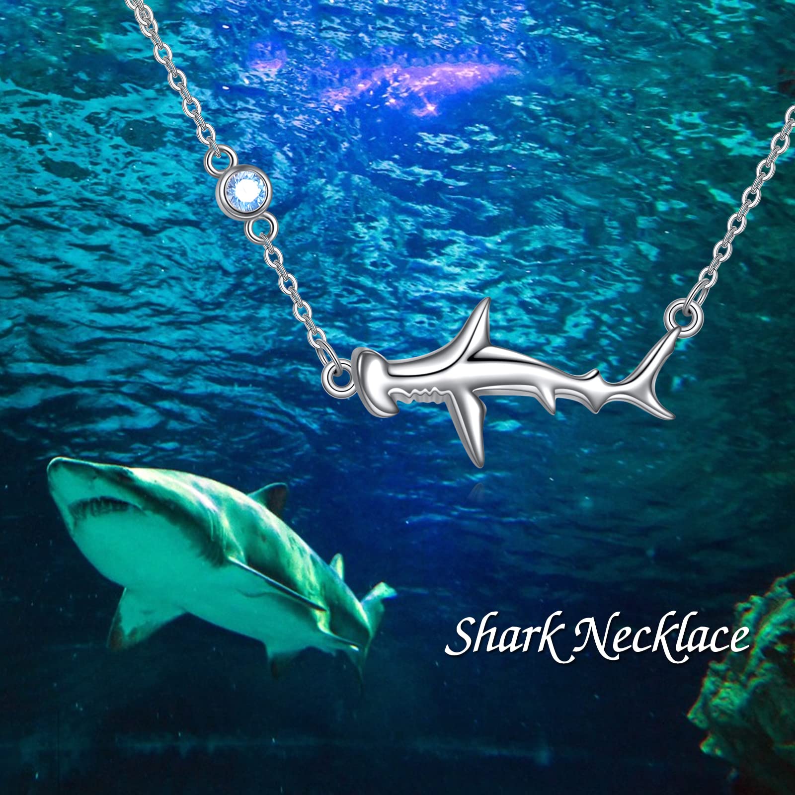 YAFEINI Hammerhead Shark Necklace Sterling Silver Pendant Shark Jewelry Gifts for Diver Women