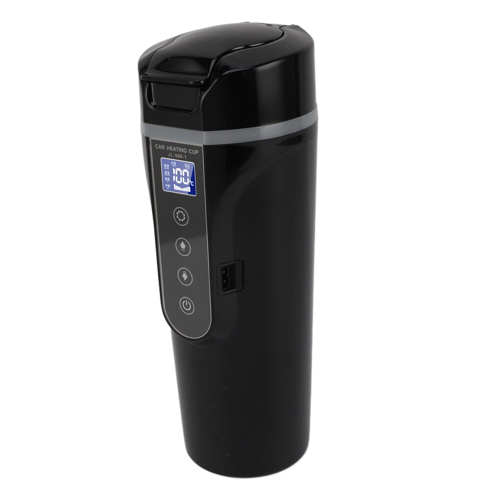 Portable Car Heating Cup,500ml Intelligent Screen Display Car Electric Kettle, Car Electric Hot Water Mug Portable Car Heating Cup 12V 24V (Black)