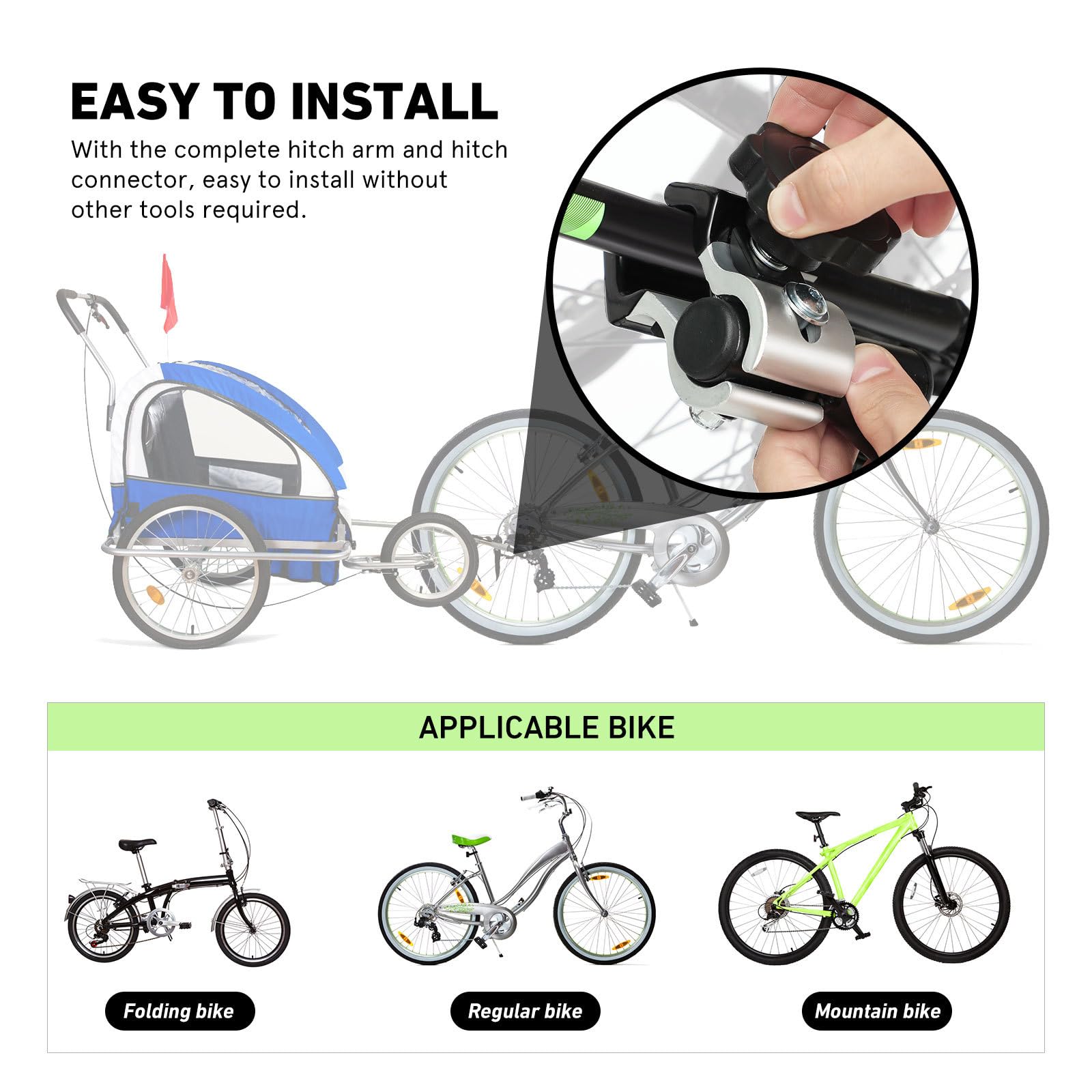 Universal Bicycle Trailer Hitch:Bike Trailer Coupler Attachment Hitch - Bicycle Rear Trailer Replacement Axle for Bike Cargo Pet Trailers