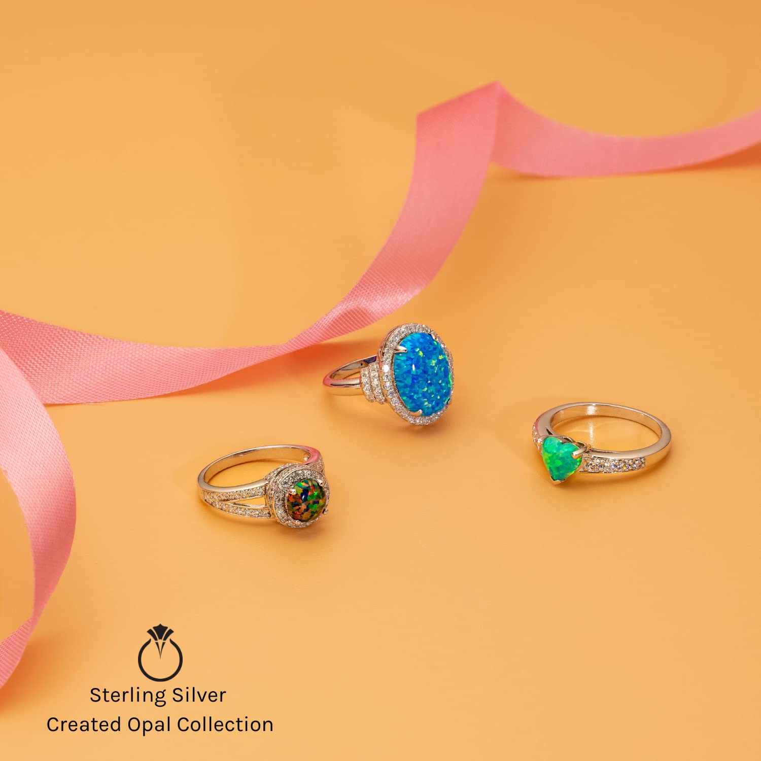 PEORA Created Opal Daisy Ring Sterling Silver CZ Accent Size 5
