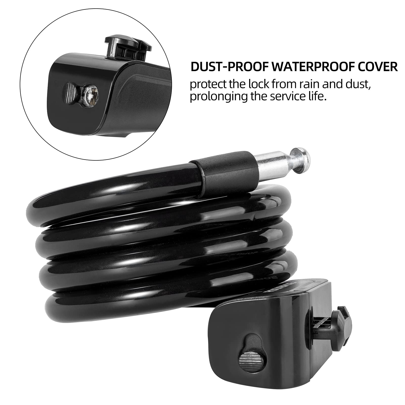 ROCKBROS Bike Lock Cable 4 Feet Bicycle Cable Lock with Mounting Bracket 2 Secure Keys 1/2 Inch Diameter