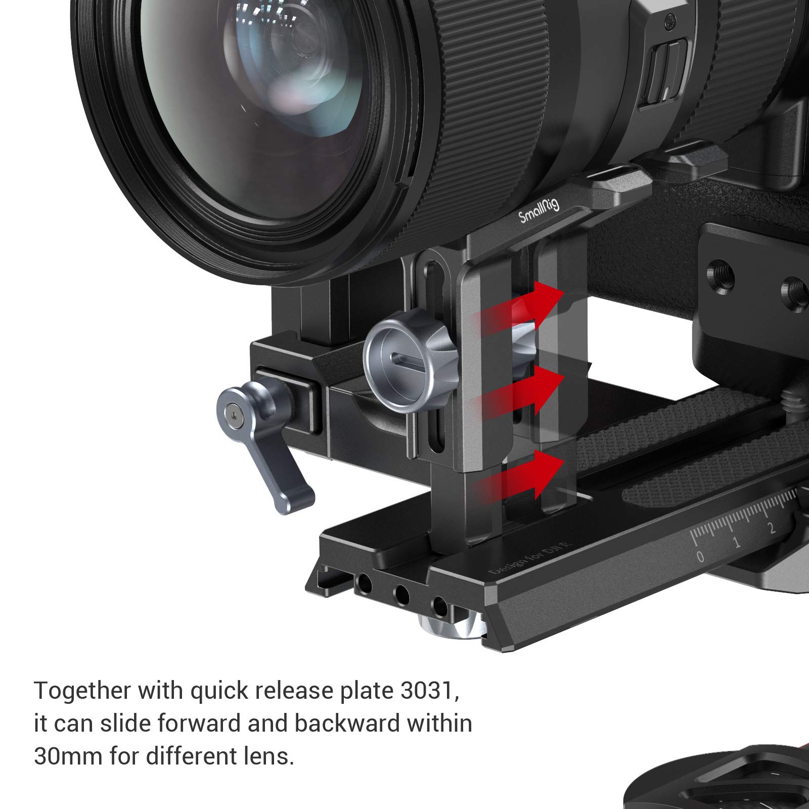 SMALLRIG Camera Extended Lens Support Bracket Height Adjustable Only for DJI RS 2 / RS2 Gimbal - 2850