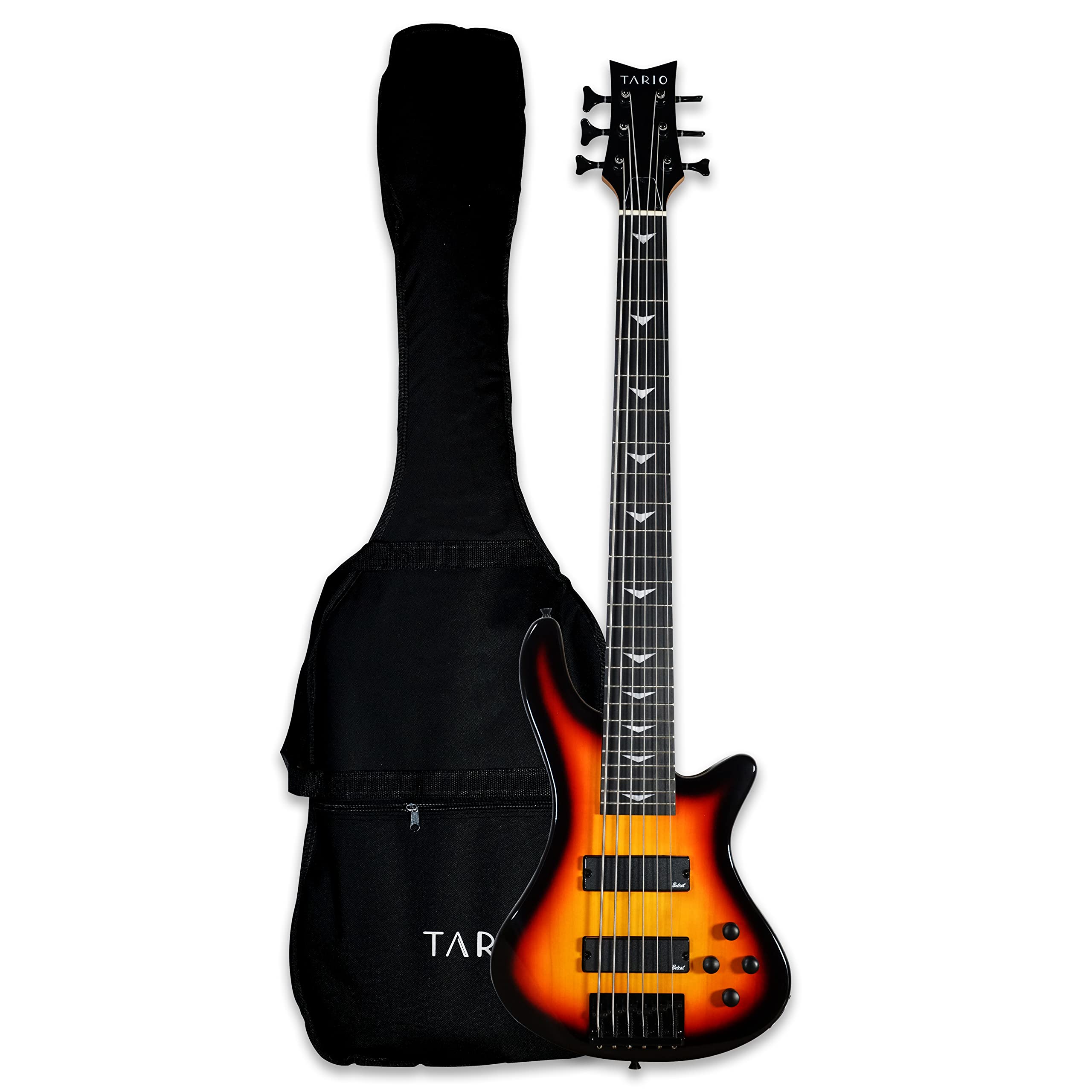 TARIO 6 String Electric Bass Bolt_On Maple Neck,Poplar Body Sunburst
