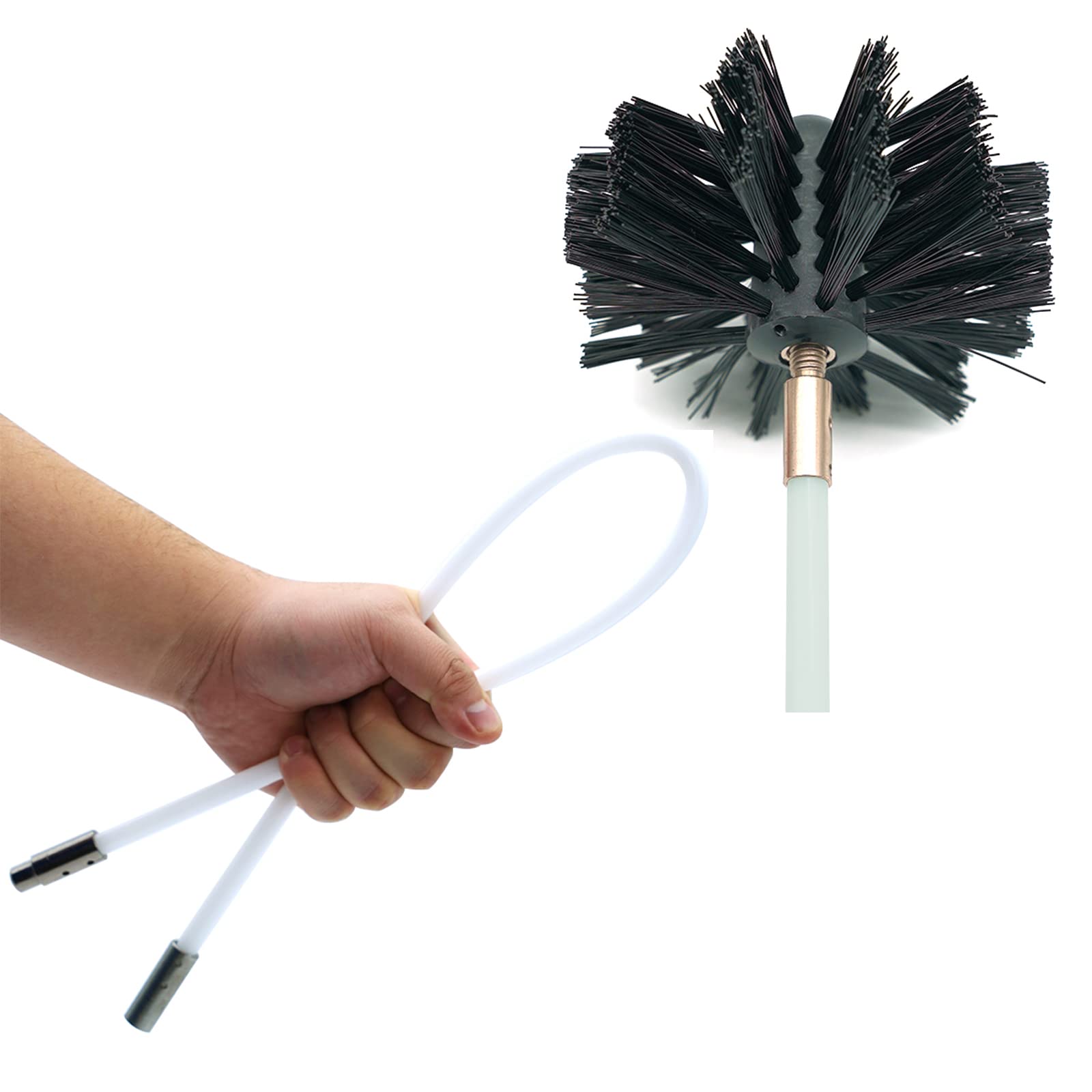 QIZHIMEI 40Feet Dryer Vent Cleaner Kit Dryer Cleaning Tool Include 40 Feet Dryer Vent Brush, Dryer Attachment, Electrical Tape&Dryer Lint Trap Brush Fireplace Chimney Brushes Lint Remover