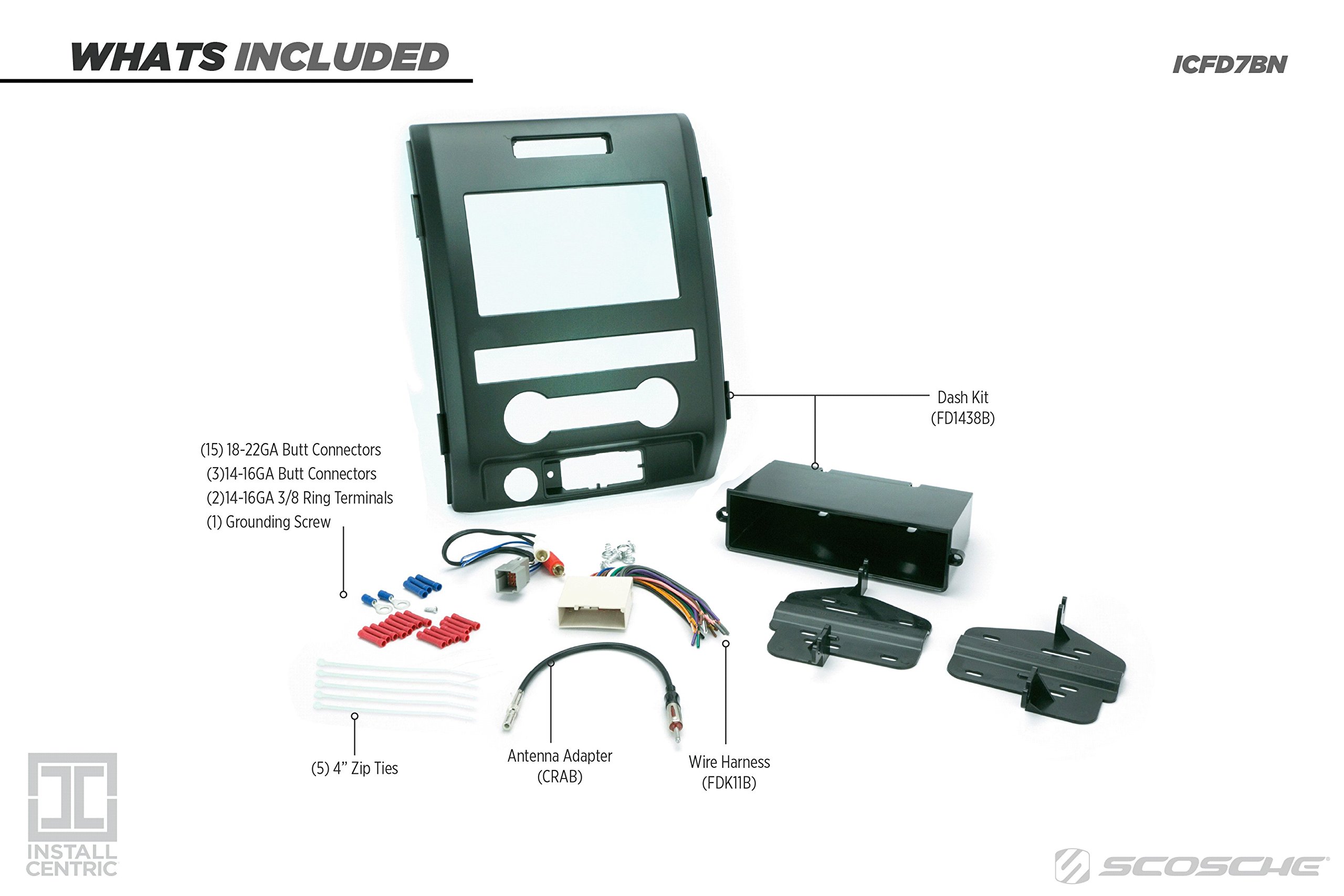 SCOSCHE Install Centric ICFD7BN Ford 2009-12 F-150 XL (Base) Pickup Complete Installation Solution for Car Stereos, Black