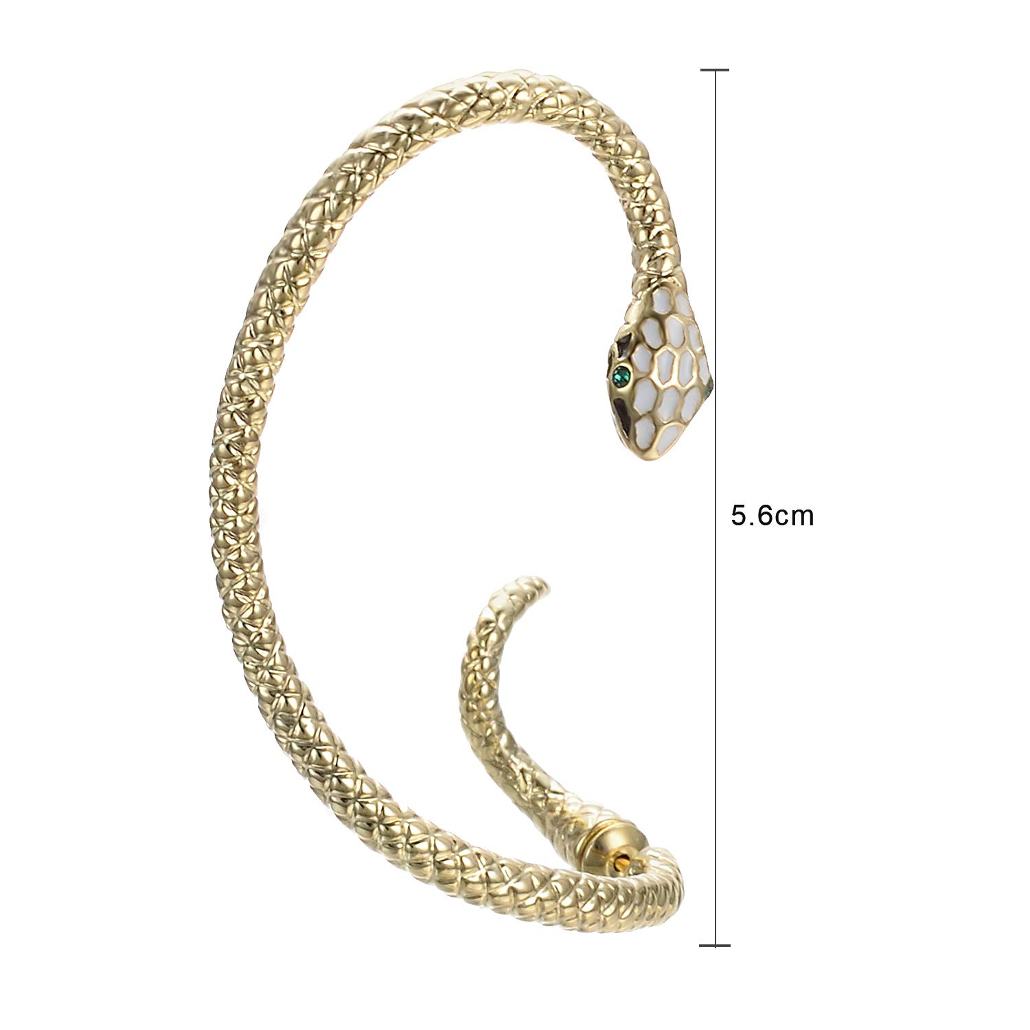 Yoursfs Snake Ear Wrap Earrings 1 PCS 18K Yellow Gold Plated Snake Earring Cuff Sterling Silver Stud Earrings