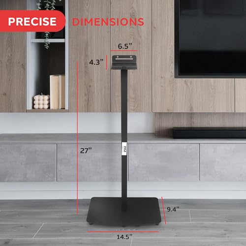 Pyle Sonos Speaker Mount Stand - Reinforced Steel 2nd Gen Play 5 Sonos Speaker Holder w/ 14.3 x 6.5 Inch Speaker Tray, Heavy Duty 14.5β x 9.4β Base, Powder Coat Finish - Pyle PSTNDSON17, Black