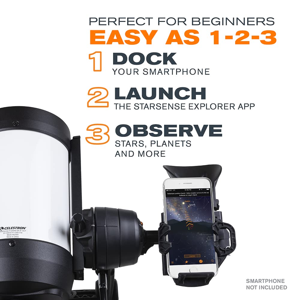 Popular Science StarSense Explorer DX 5” Smartphone App-Enabled Telescope - Works with StarSense App to Help You Find Stars, Planets & More - Schmidt-Cassegrain Telescope - iPhone/Android Compatible