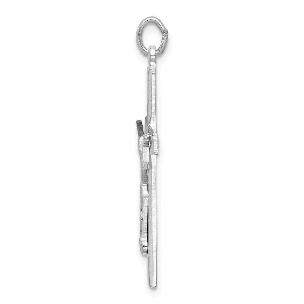 Solid 925 Sterling Silver Textured Risen Christ Cross Pendant Charm